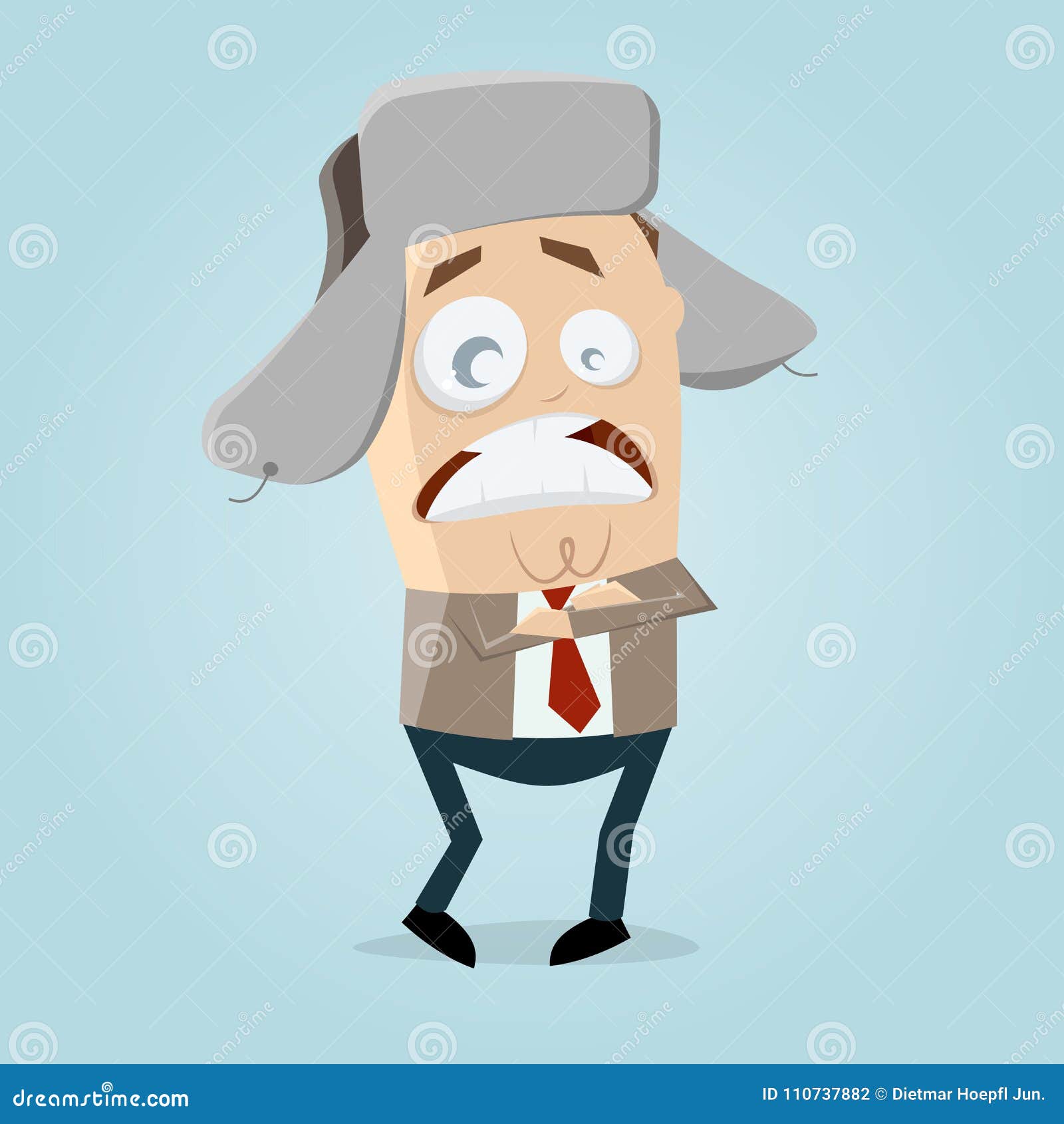 Freezing Man Cartoon Character Rubbing Hands Blowing Into Palms Trying ...