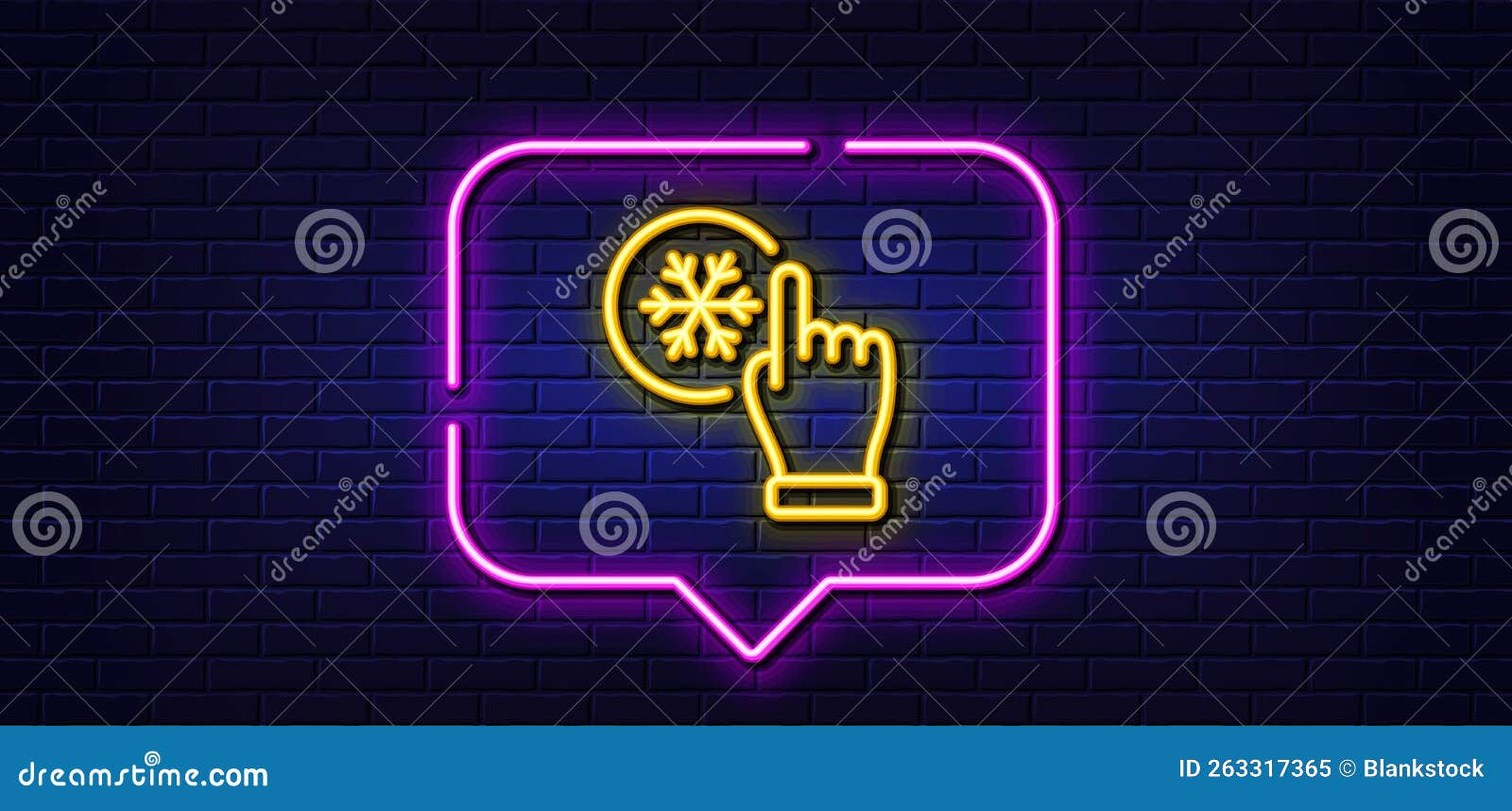 Freezing Click Line Icon. AC Cold Temperature Sign. Neon Light Speech ...