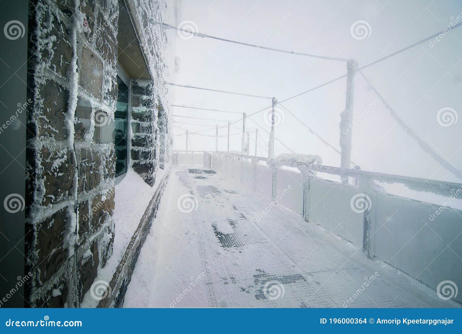 Iced Freezing Corridor Near Building Stock Photo - Image of climb ...