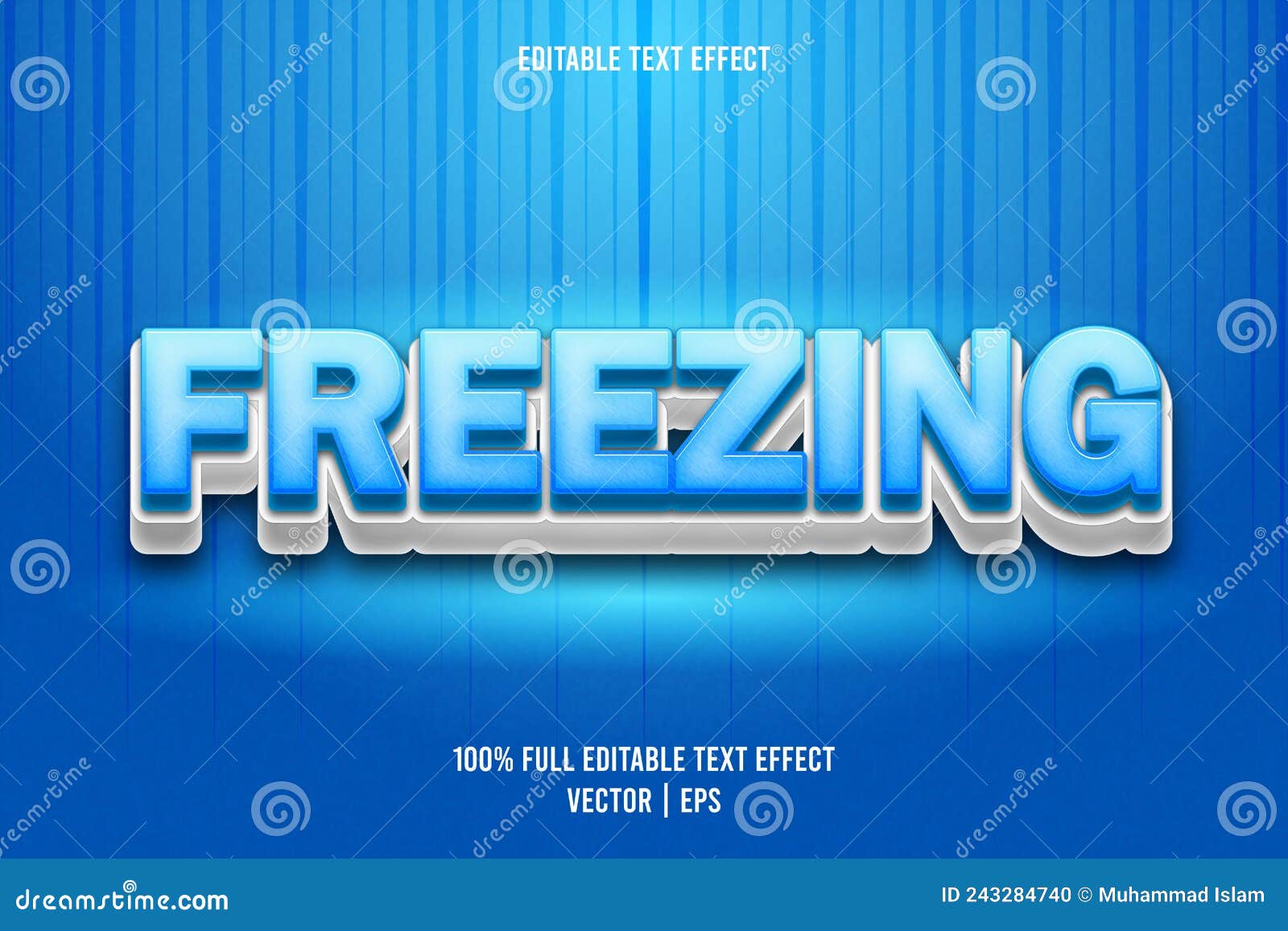 Freezing Editable Text Effect Cartoon Style Stock Vector - Illustration ...