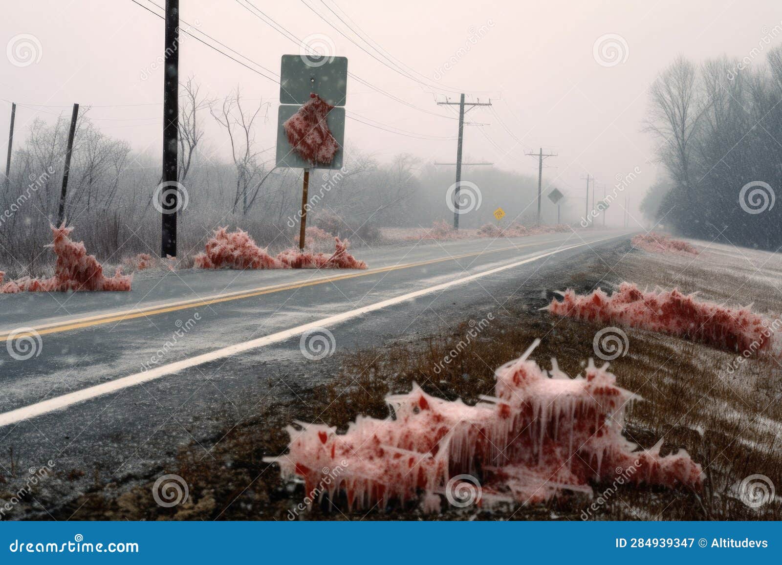 Freezing Rain on Highway Road Signs Stock Image - Image of signs, rain ...