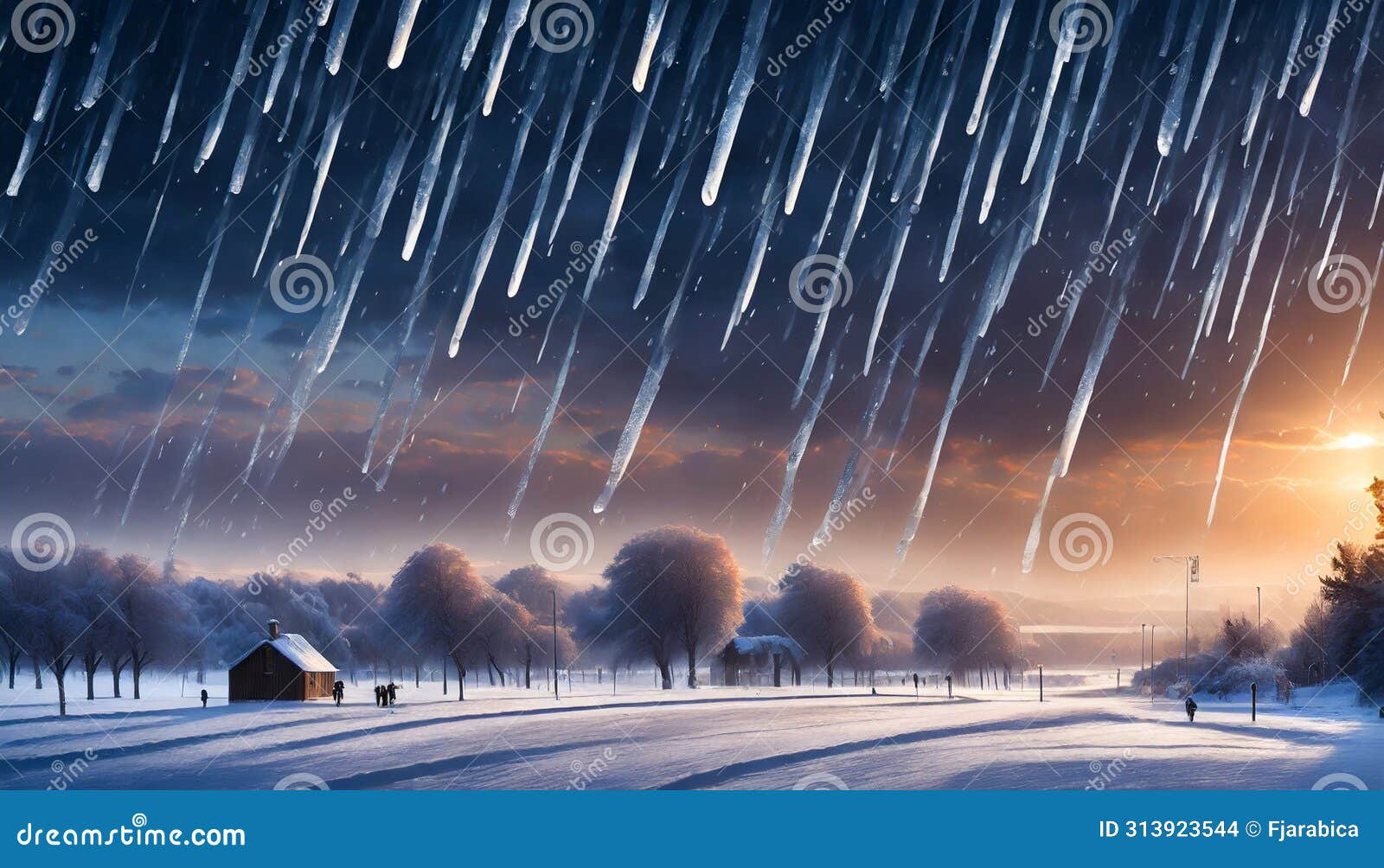 Rain in winter stock illustration. Illustration of rain - 313923544