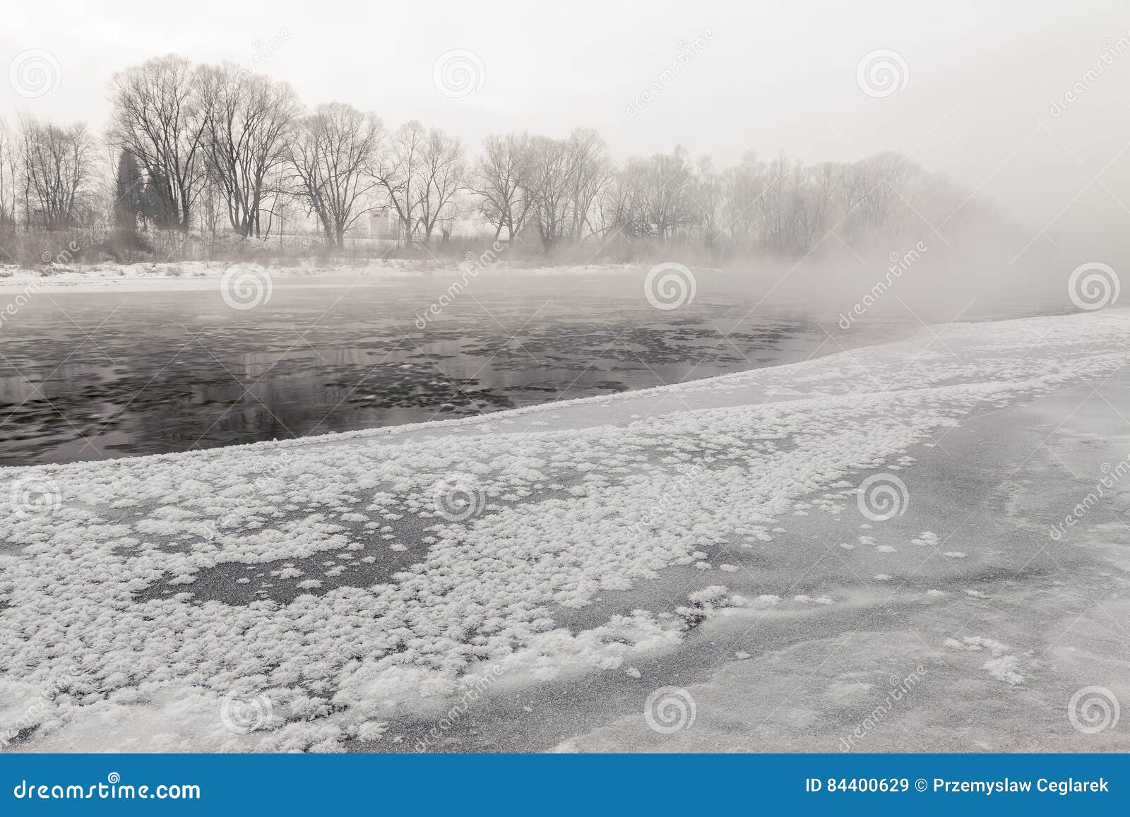 Freezing river stock image. Image of sunrise, panoramic - 84400629