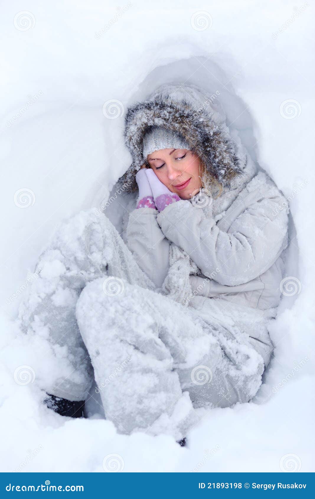 Freezing sleep stock photo. Image of eyes, portrait, season - 21893198