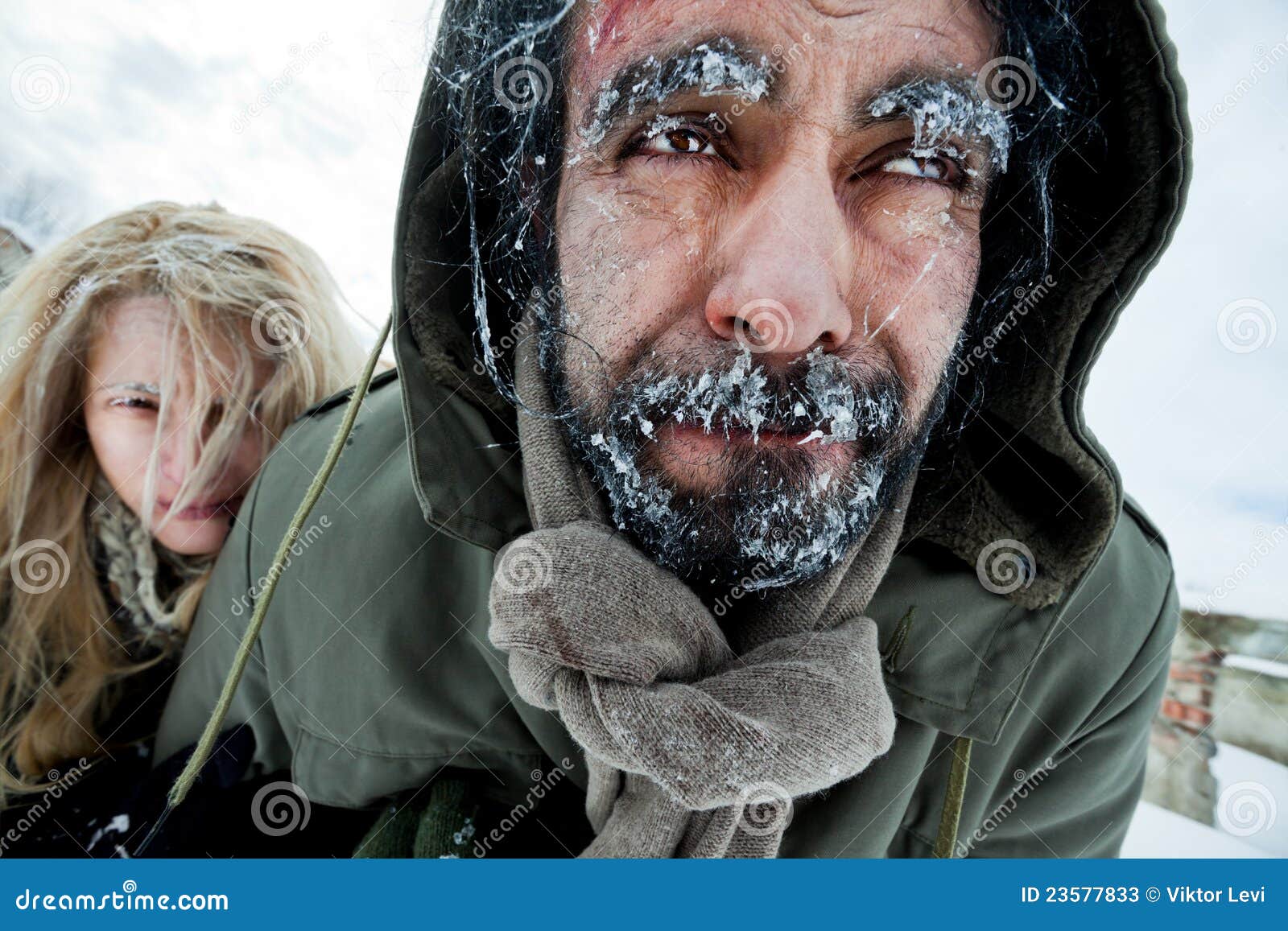 Freezing Struggling Couple Survivers Stock Image - Image of couple ...