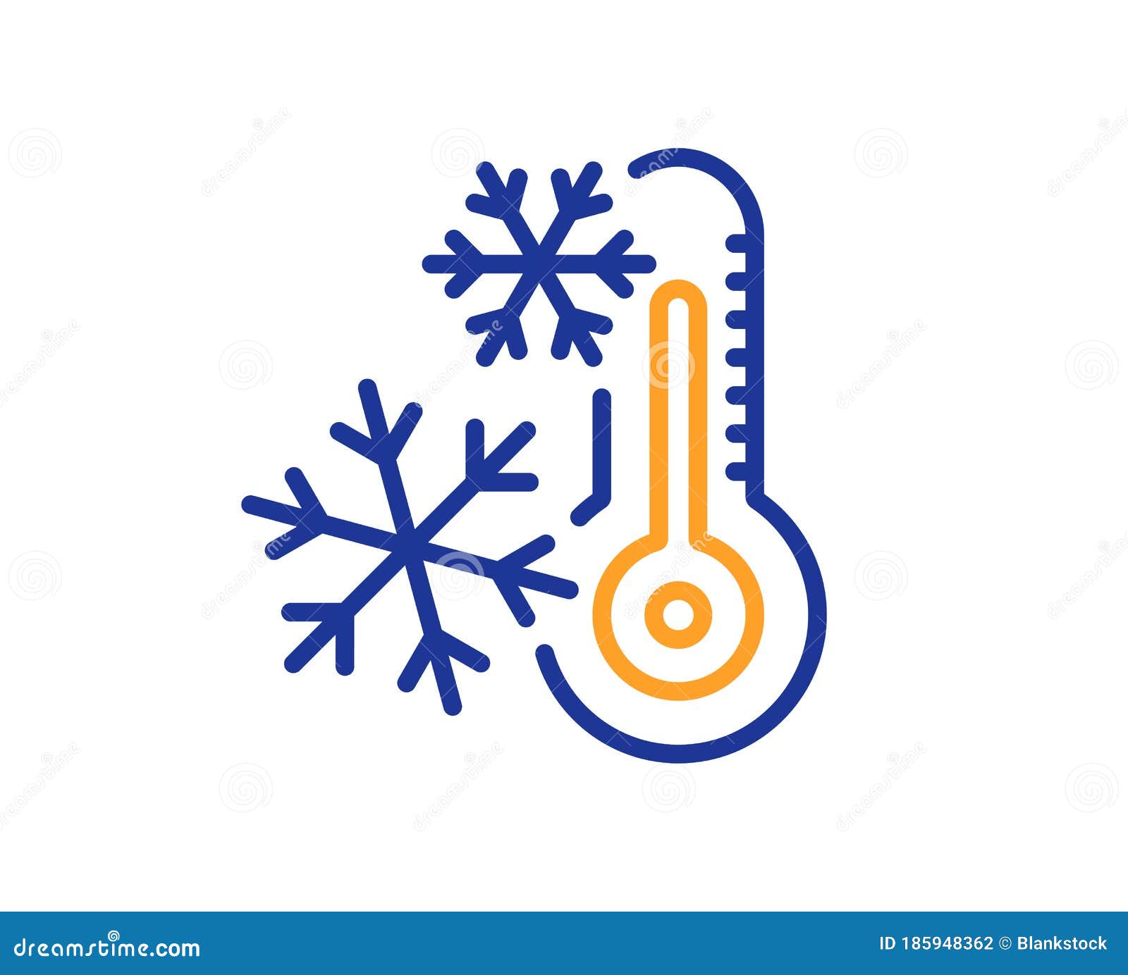 Freezing Thermometer Line Icon. AC Cold Temperature Sign. Vector Stock ...