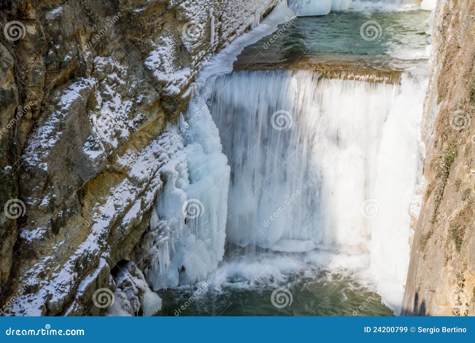 Freezing Waterfall in Gorge Stock Image - Image of rocky, waterfall ...