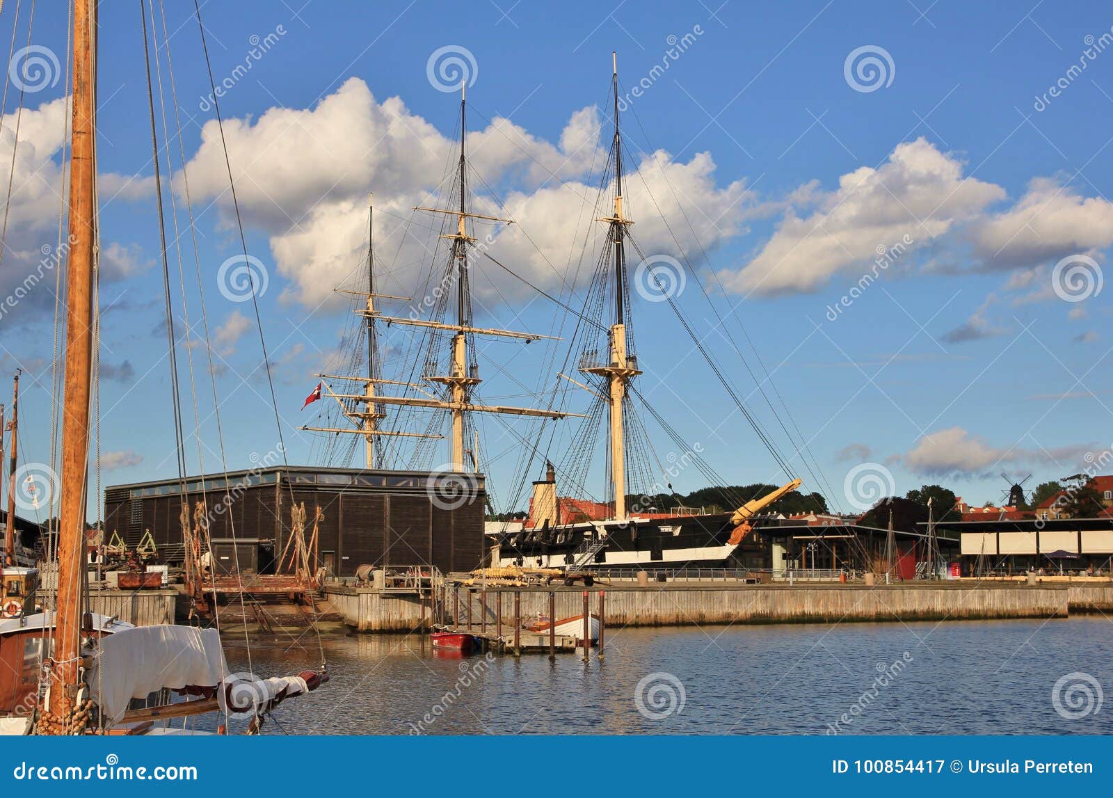 Fregatten Jylland, Ebelstoft. Stock Image - Image of dock, historic ...