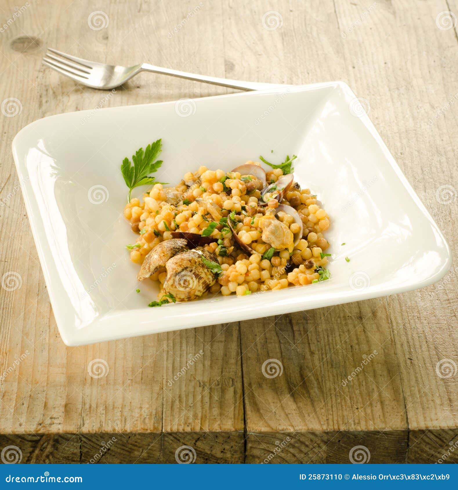 Fregola with clams stock photo. Image of fregola, clams - 25873110