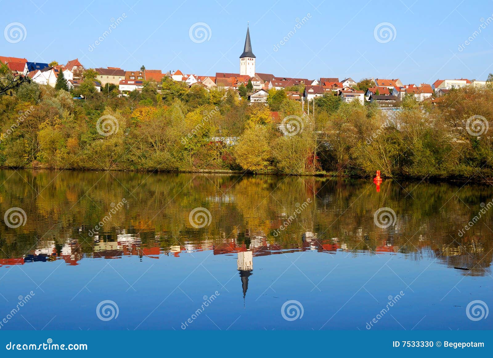 Freiberg Town and Its Reflection in Nekar River Stock Photo - Image of ...