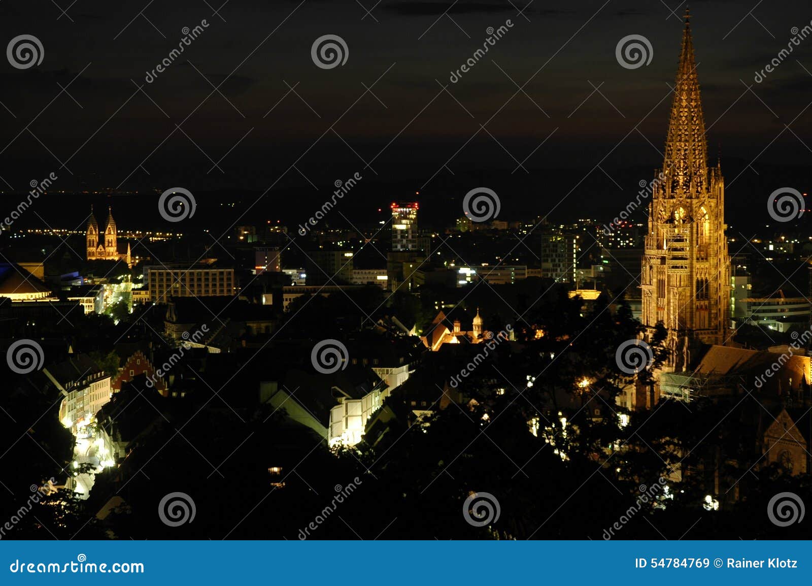 Freiburg in Germany at Night Stock Image - Image of dome, church: 54784769