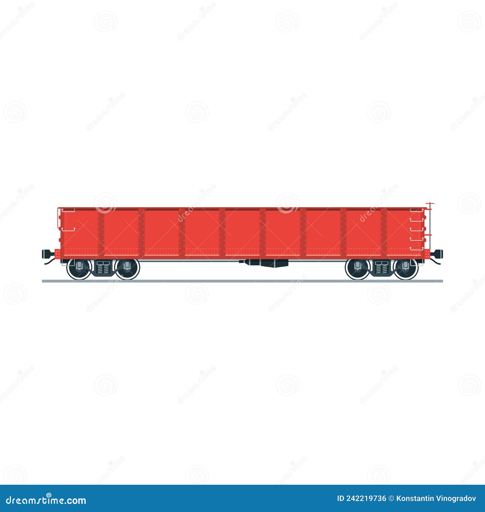 Freight Car or Gondola Car. Side View Stock Vector - Illustration of ...