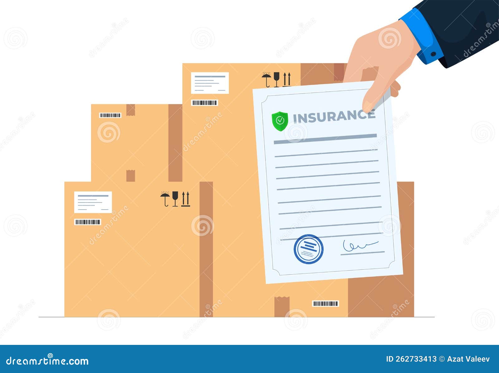 Freight Cargo Delivery Insurance Concept. Parcel Package Transportation ...