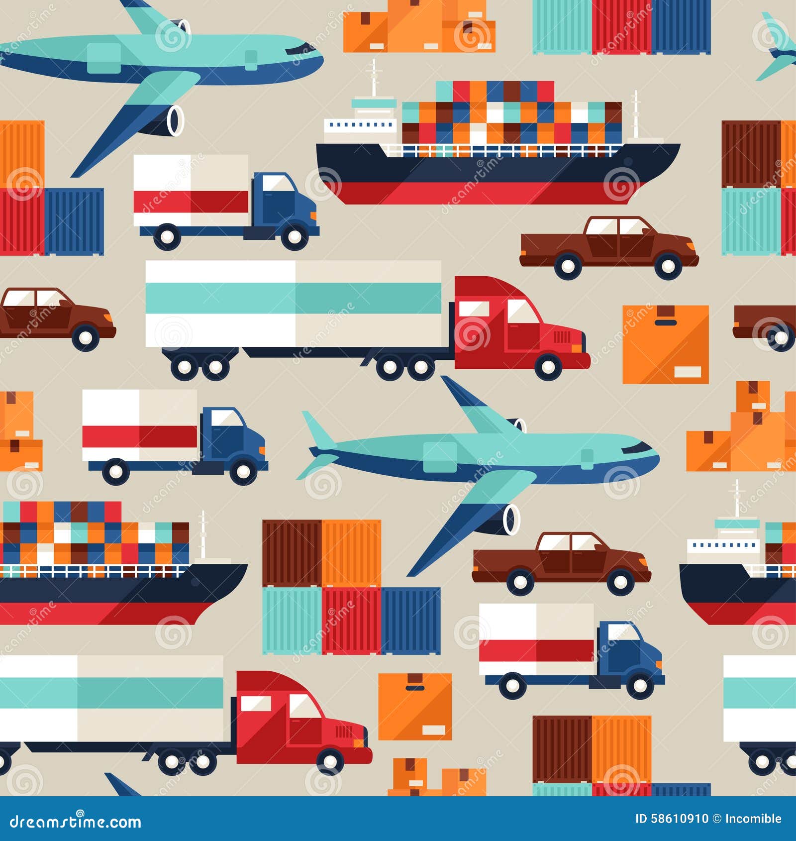 Freight Cargo Transport Seamless Pattern in Flat Stock Vector ...
