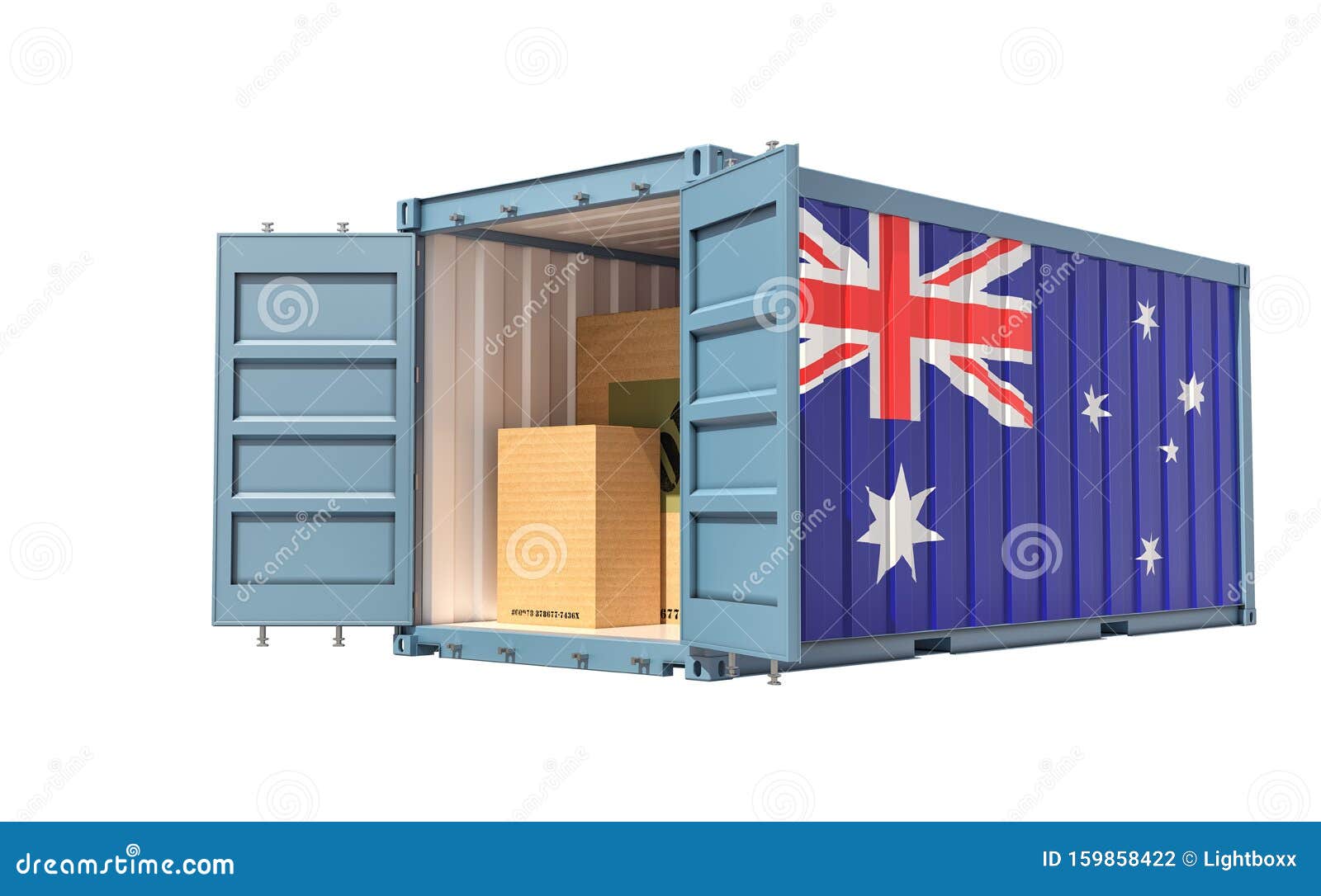 Freight Container with Australia Flag Isolated on White Stock ...