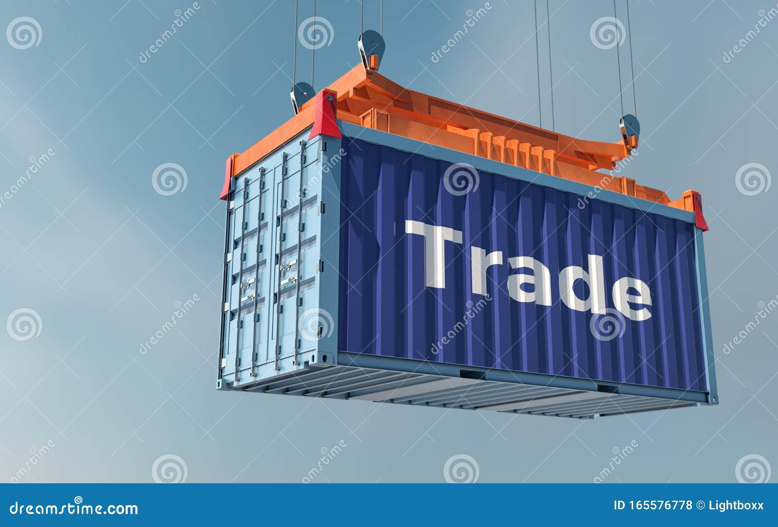 Freight Container Hanging on a Spreader Stock Illustration ...