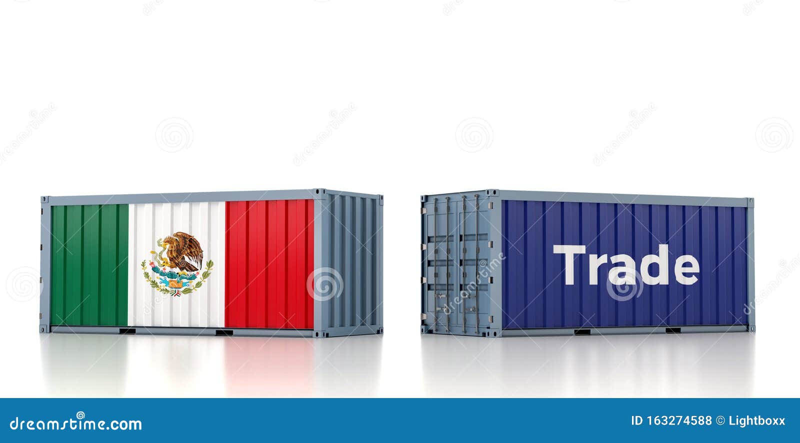 Freight Container with Mexico Flag. Stock Illustration - Illustration ...