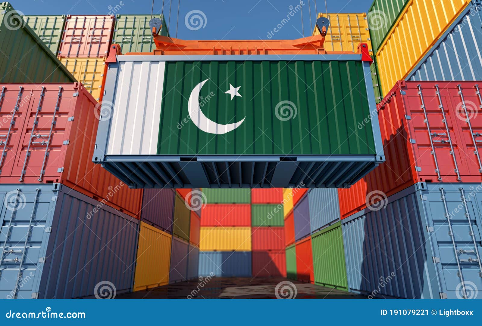 Freight Container with Pakistan Flag on a Container Terminal. Stock ...