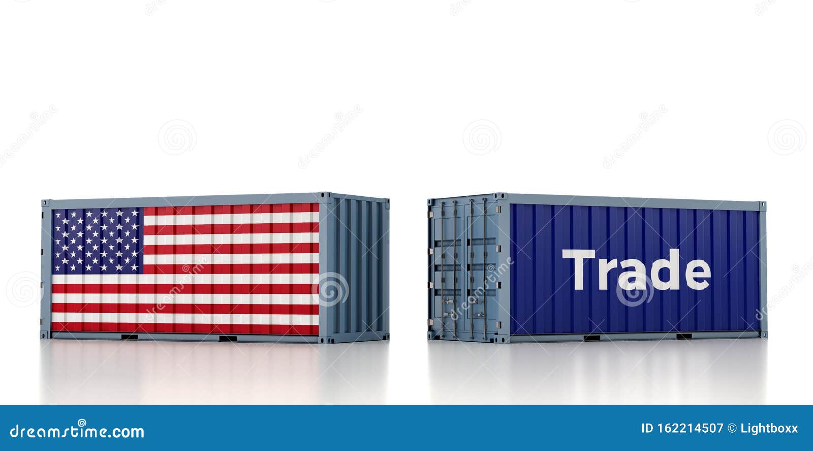 Freight Container with USA Flag Isolated on White Stock Illustration ...