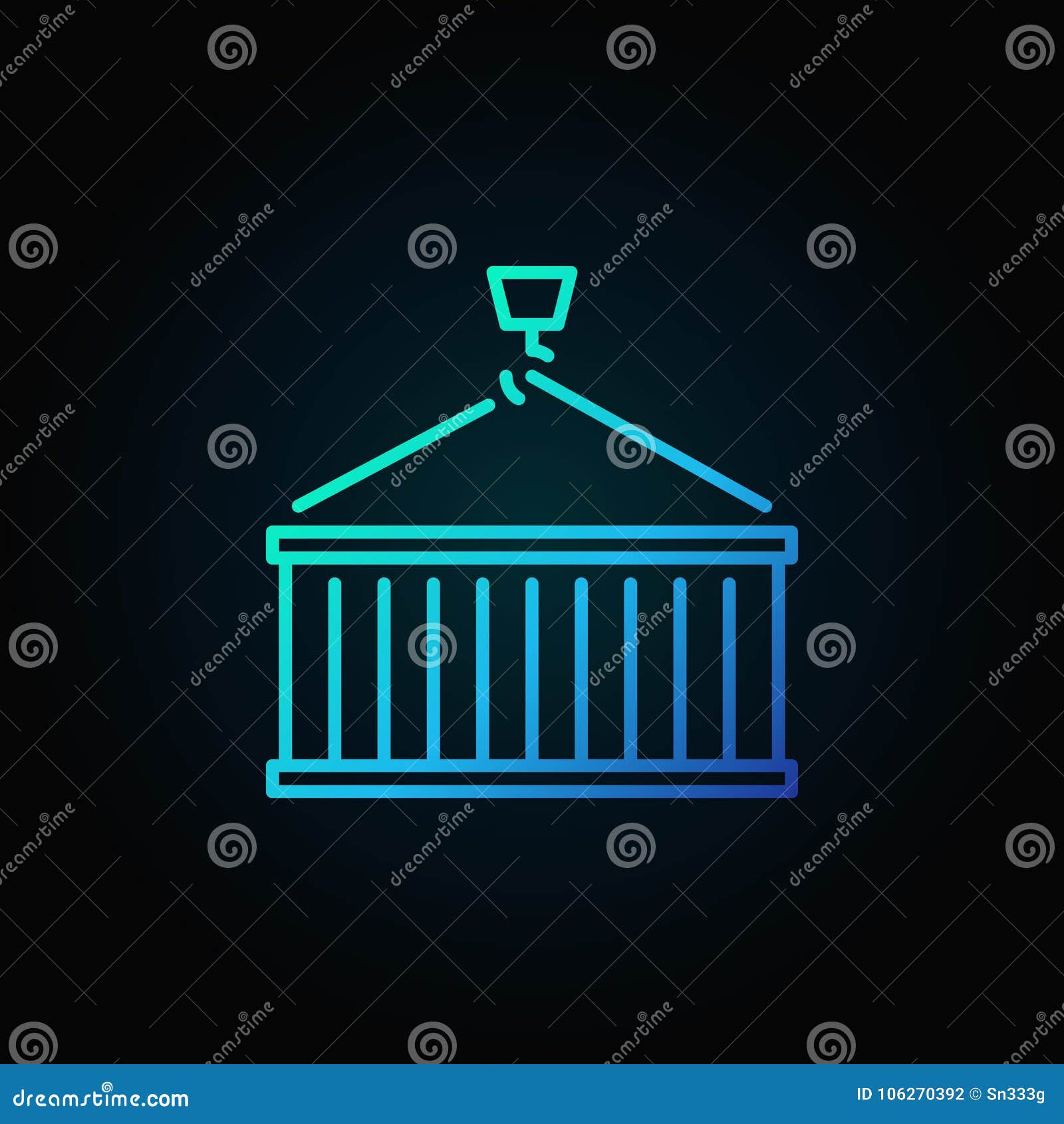 Freight Container Vector Blue Line Icon Stock Vector - Illustration of ...
