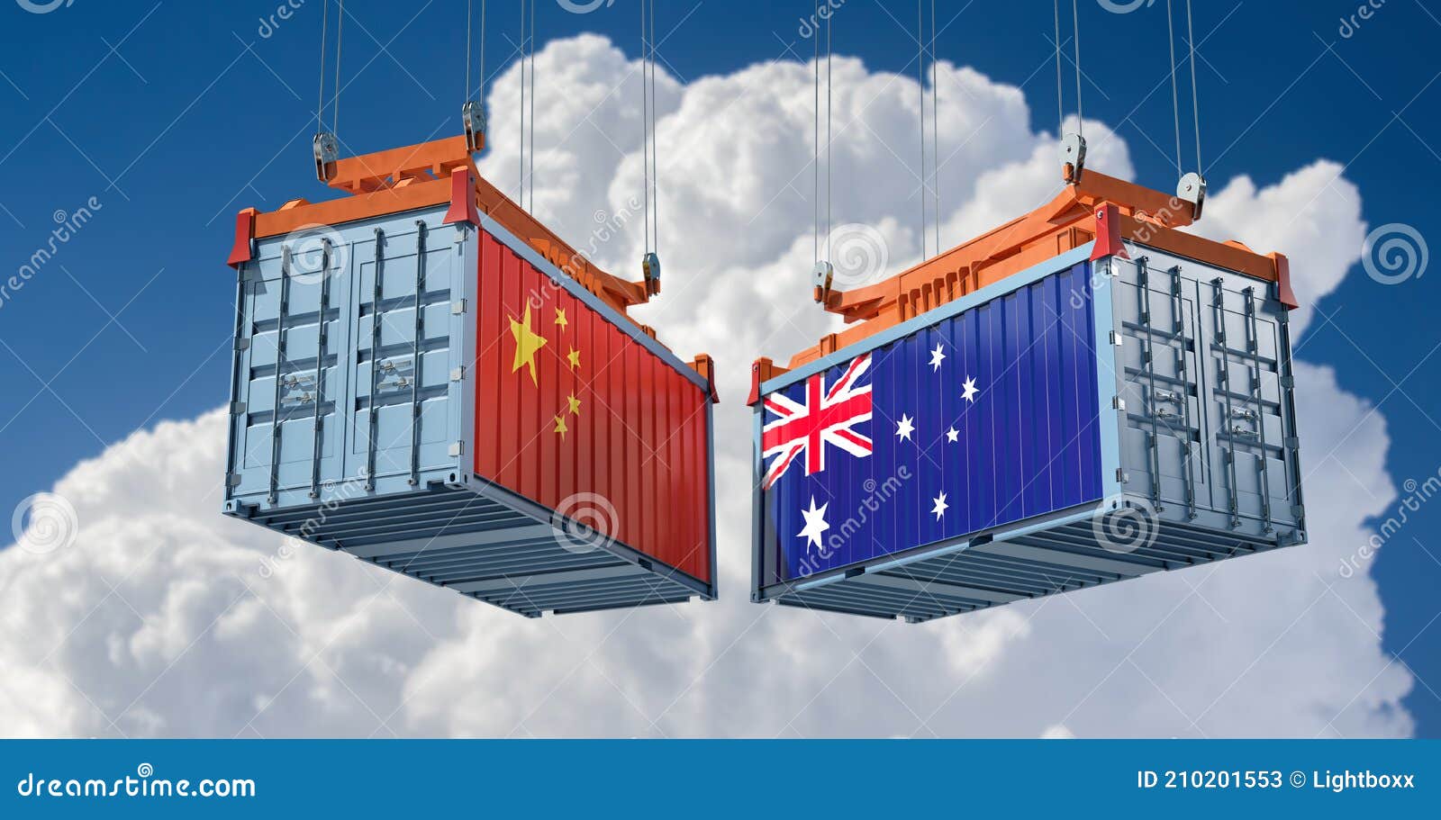 Freight Containers with China and Australia Flag. Stock Illustration ...