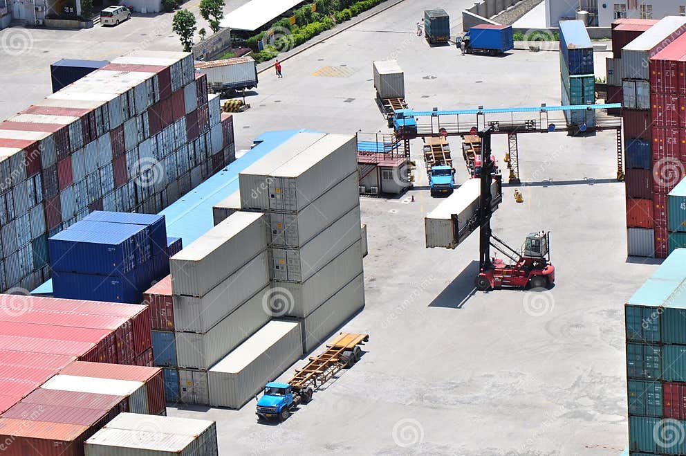 Freight Containers Customs Gate Stock Image - Image of closeup, cube ...
