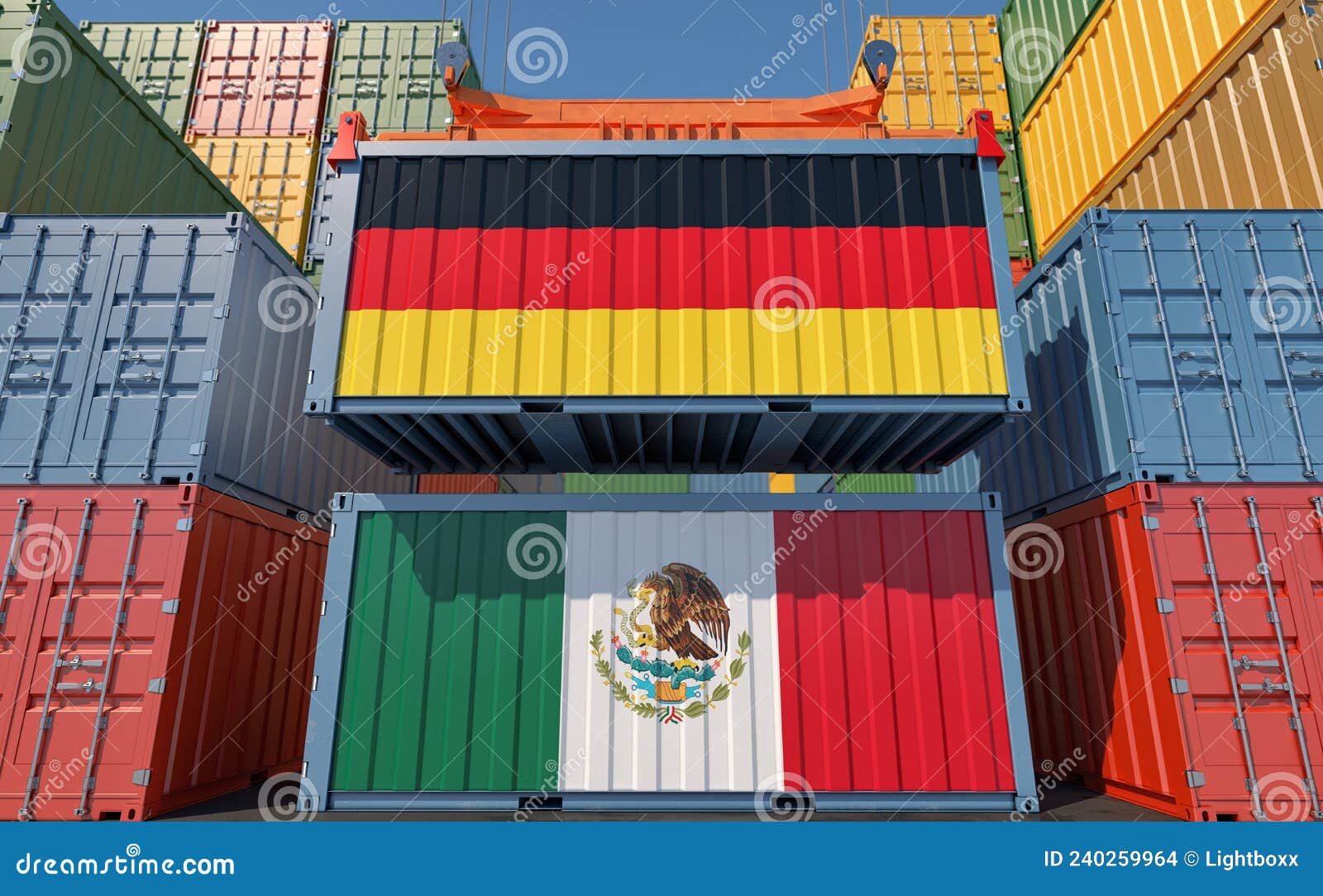 Freight Containers with German and Mexico National Flags. Stock ...