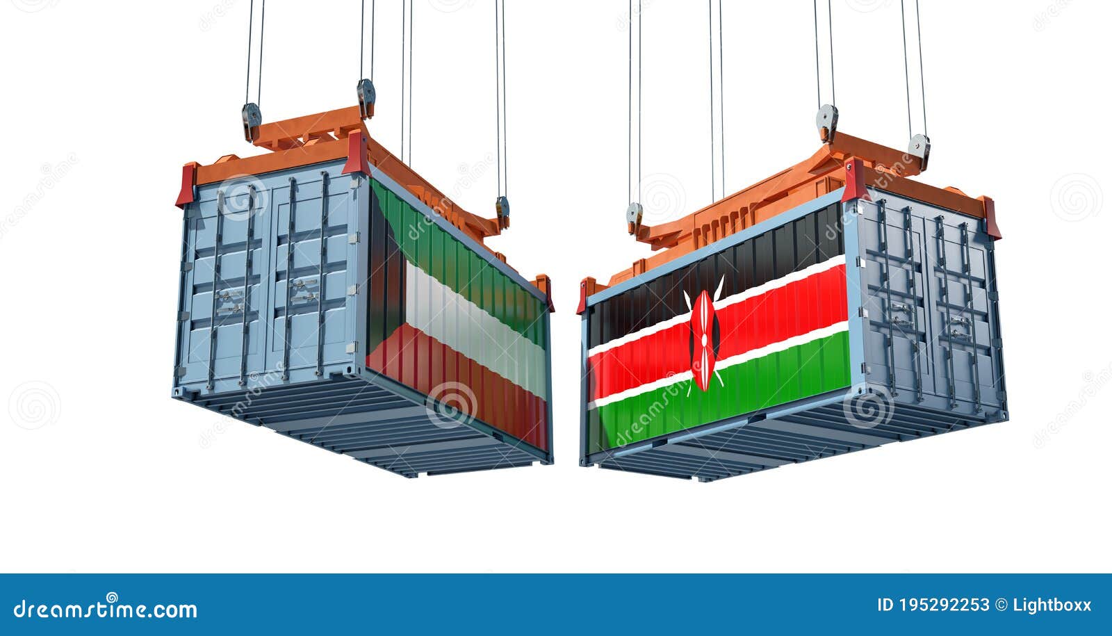 Freight Containers with Kenya and Kuwait Flag. Stock Illustration ...