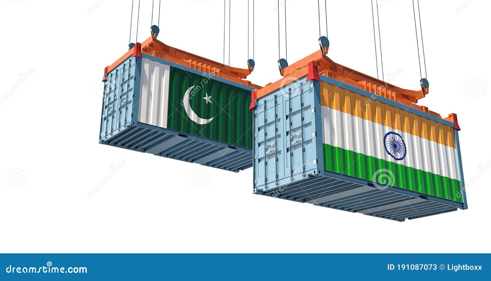 Freight Containers with Pakistan and India Flag. Stock Illustration ...