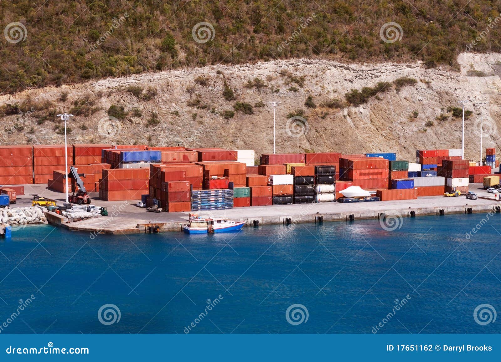 Freight Containers on a Seaside Dock Stock Photo - Image of water ...