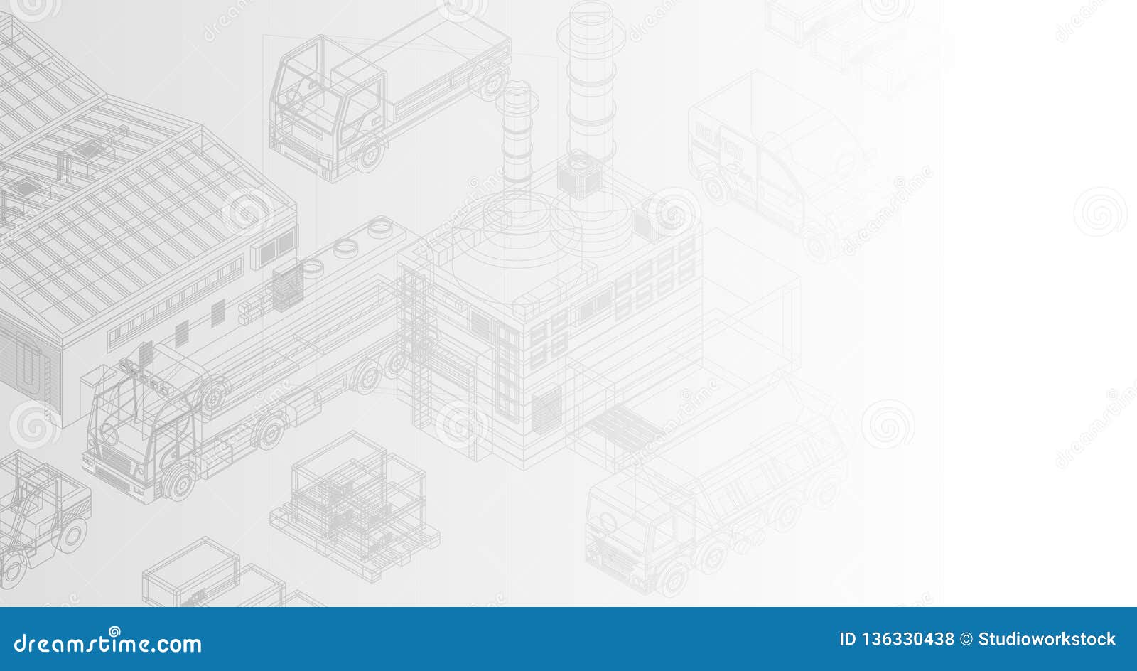 Freight Delivery Transport On White Blueprint Vector Illustration ...