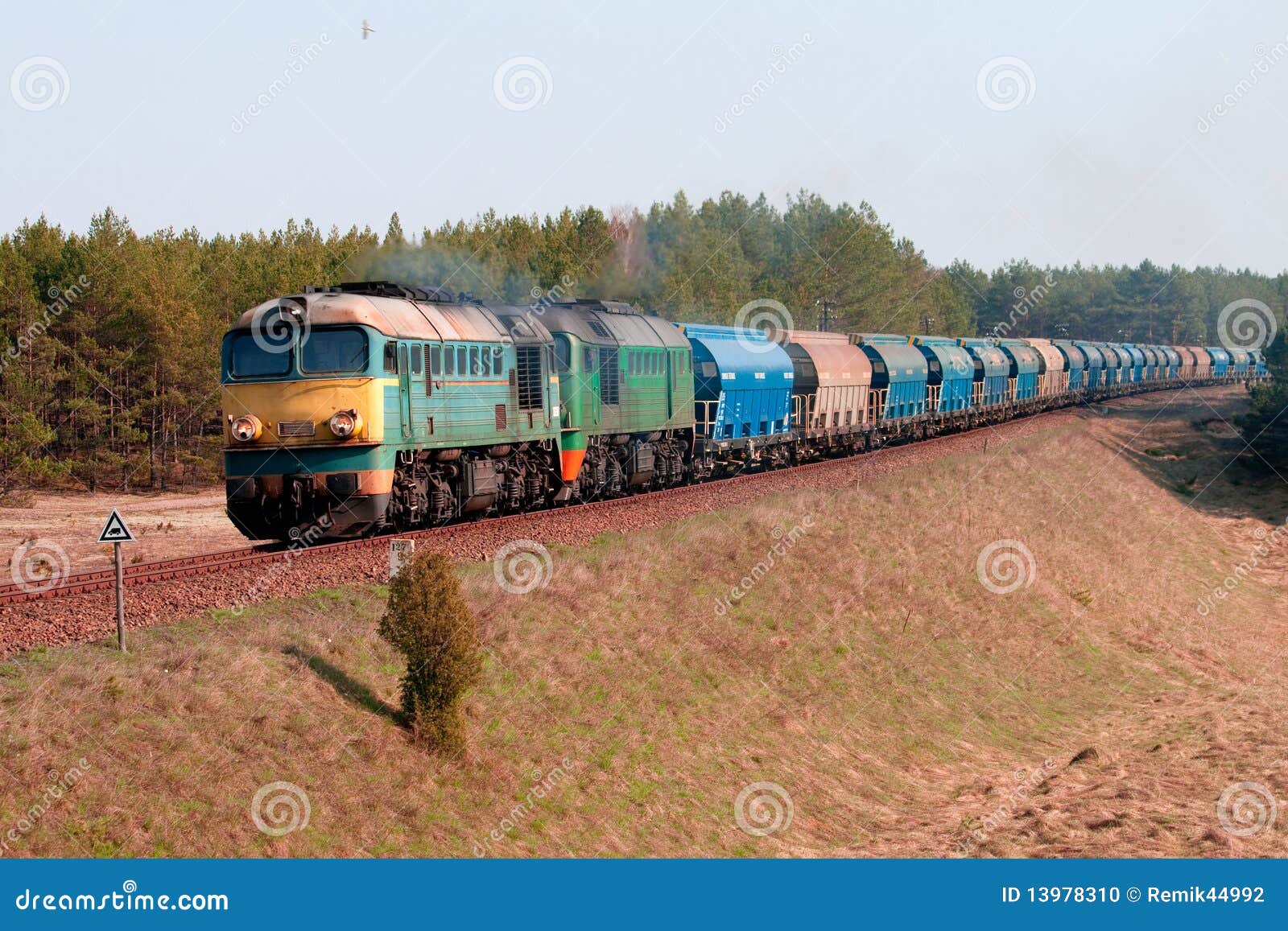 Freight diesel train stock photo. Image of track, horizontal - 13978310