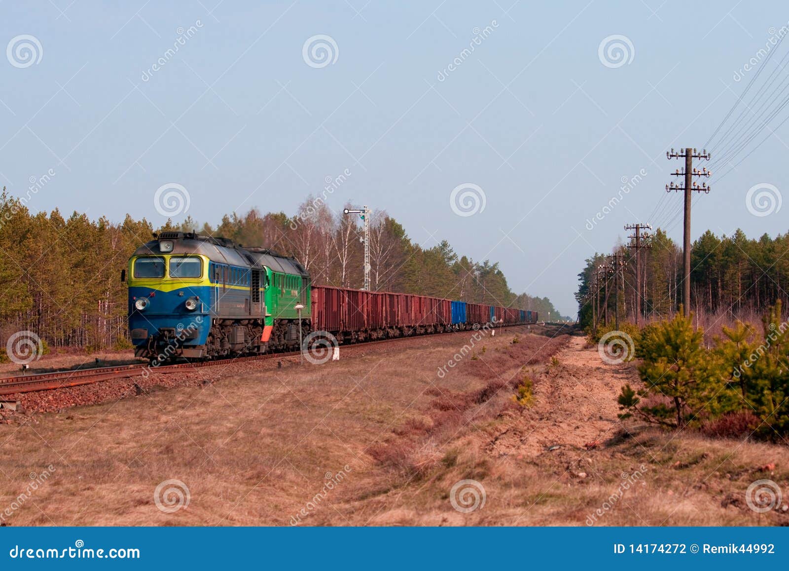 Freight diesel train stock photo. Image of freight, daylight - 14174272