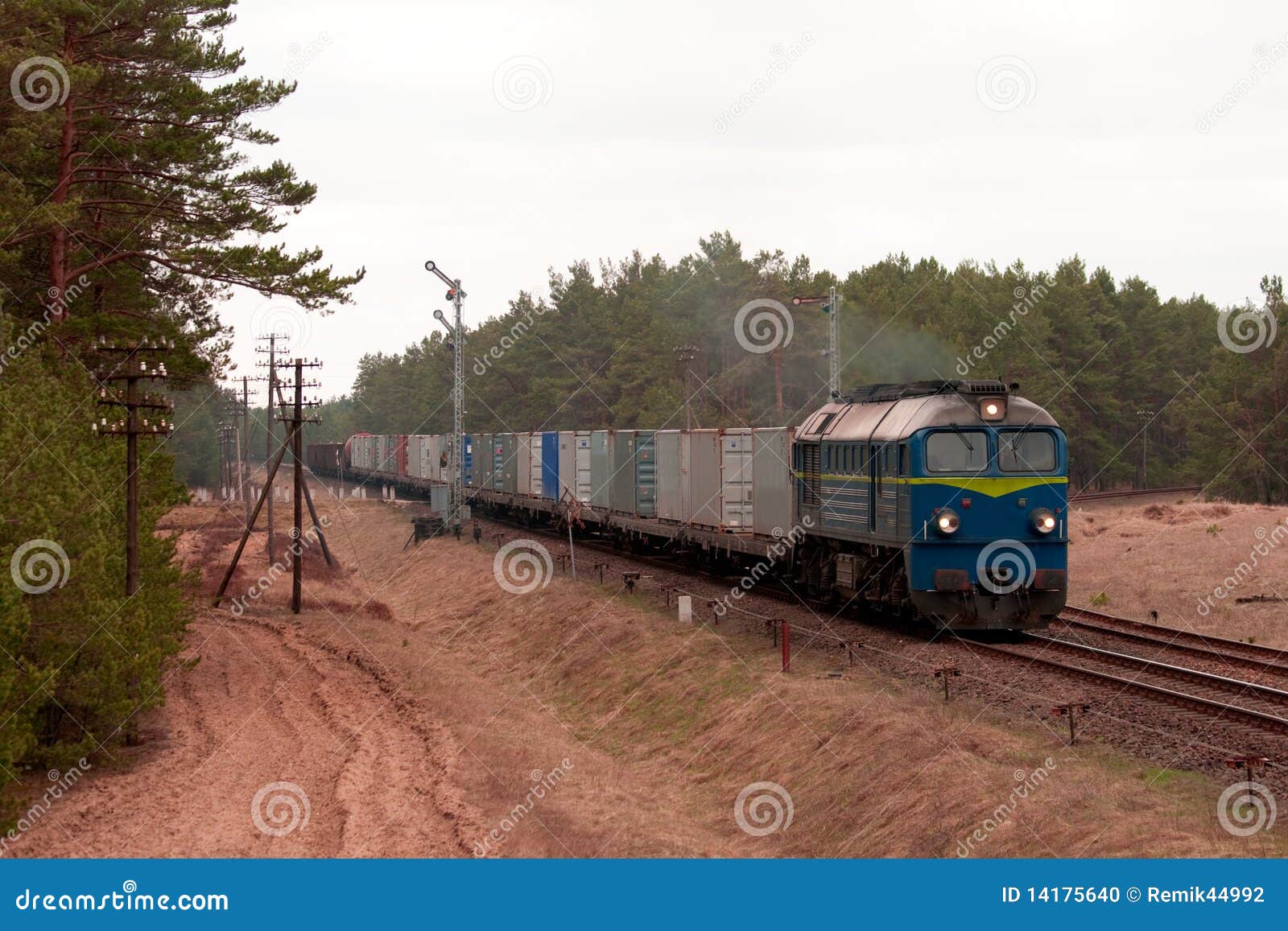 Freight diesel train stock photo. Image of heavy, woods - 14175640