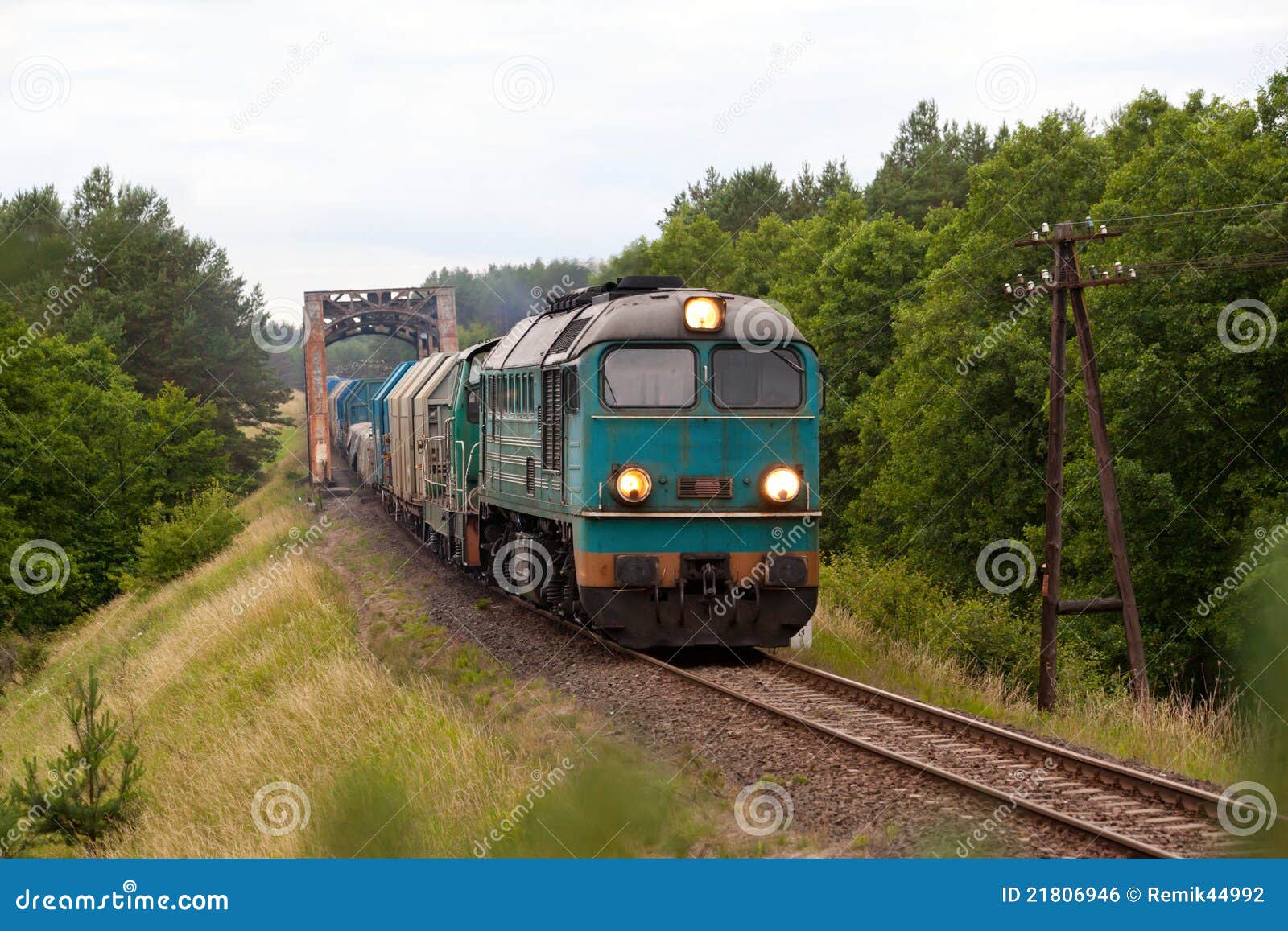 Freight diesel train stock photo. Image of wagon, poland - 21806946