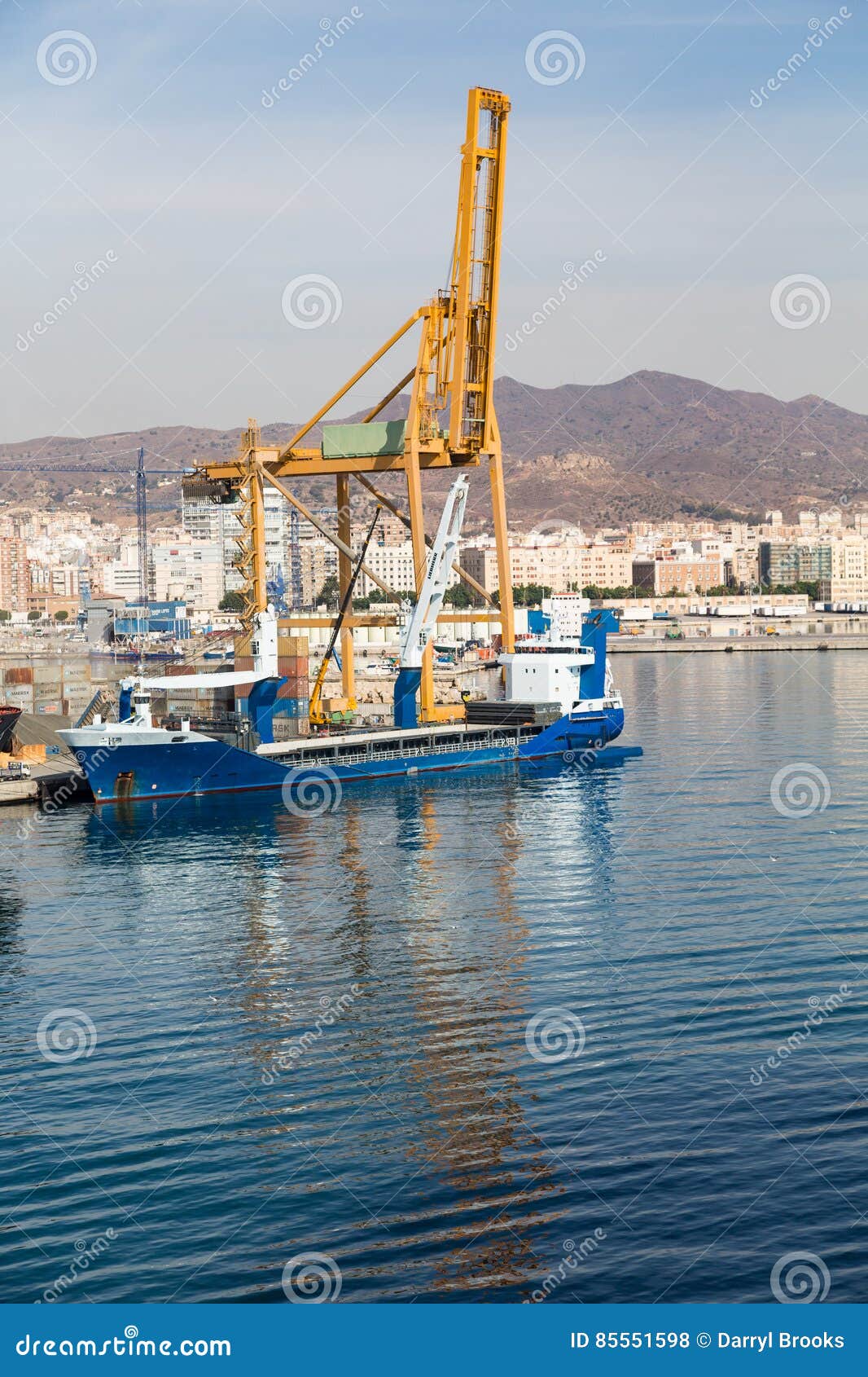 Freight Docked at Loading Crane Stock Photo - Image of heavy, harbor ...