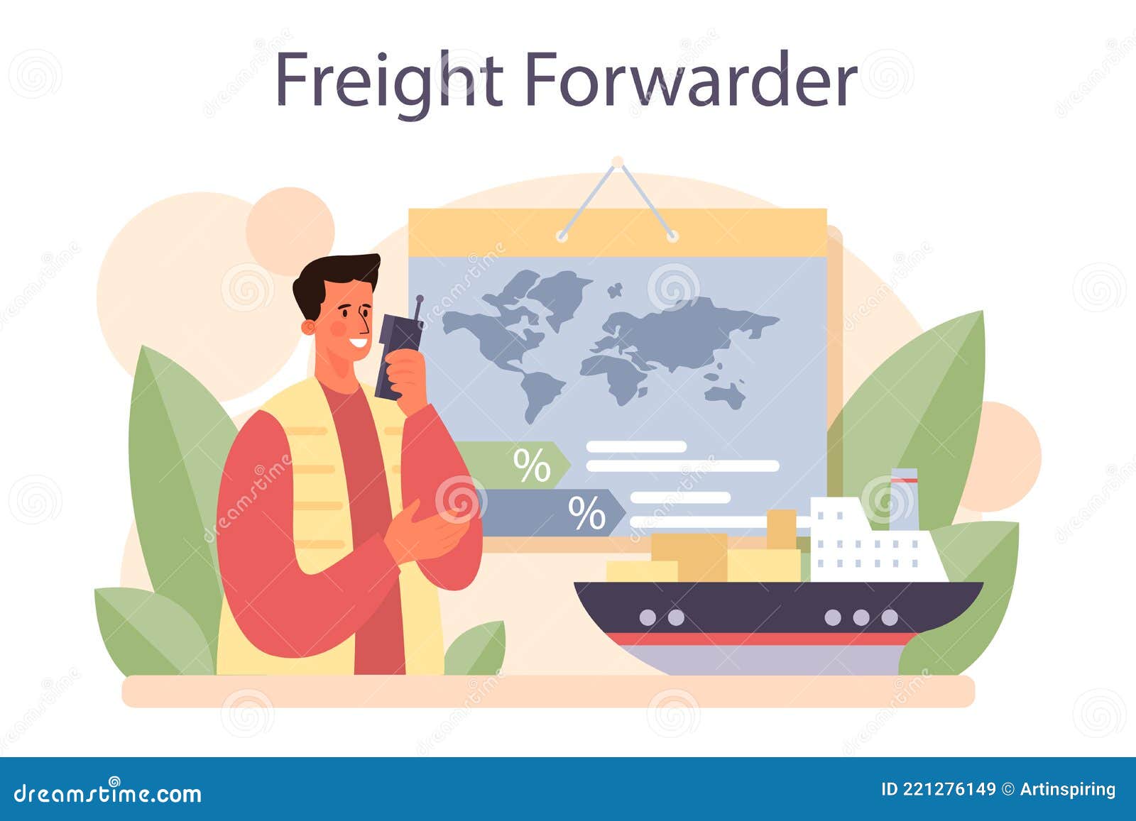 Freight Forwarder Concept. Loader in Uniform Delivering a Cargo Stock ...
