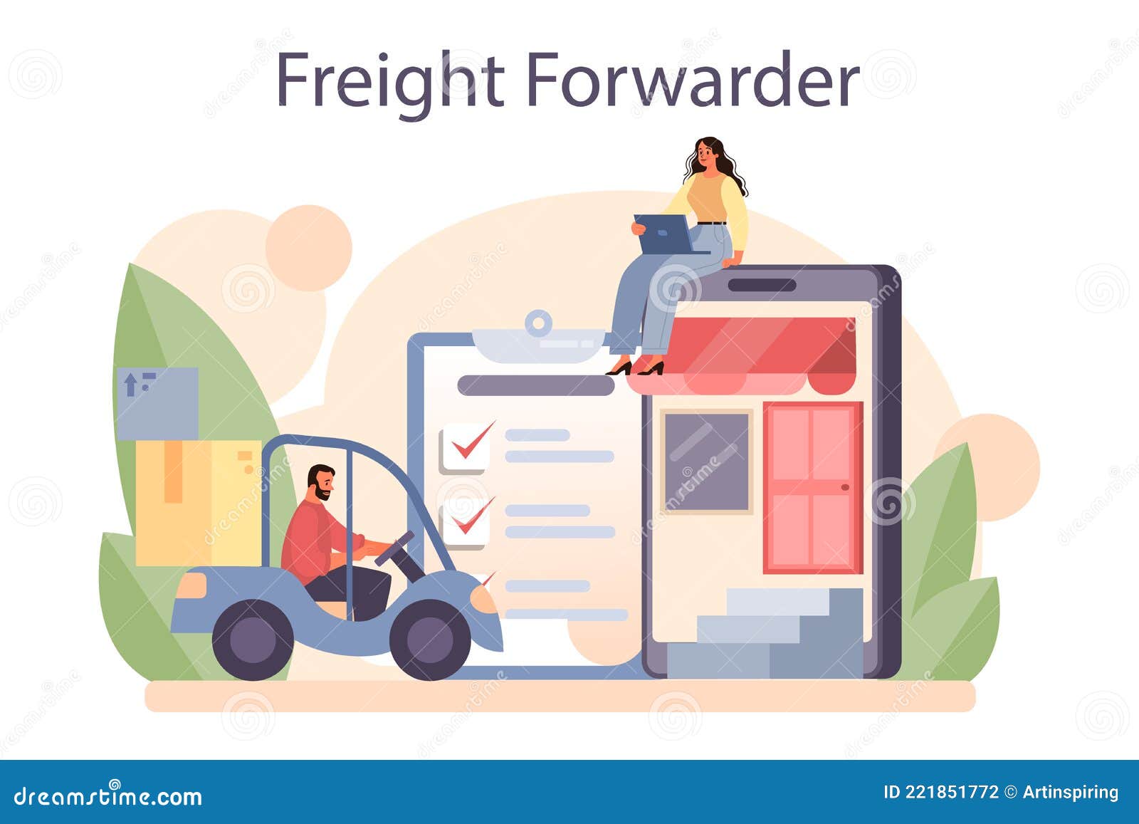 Freight Forwarder Concept. Loader in Uniform Delivering a Cargo Stock ...