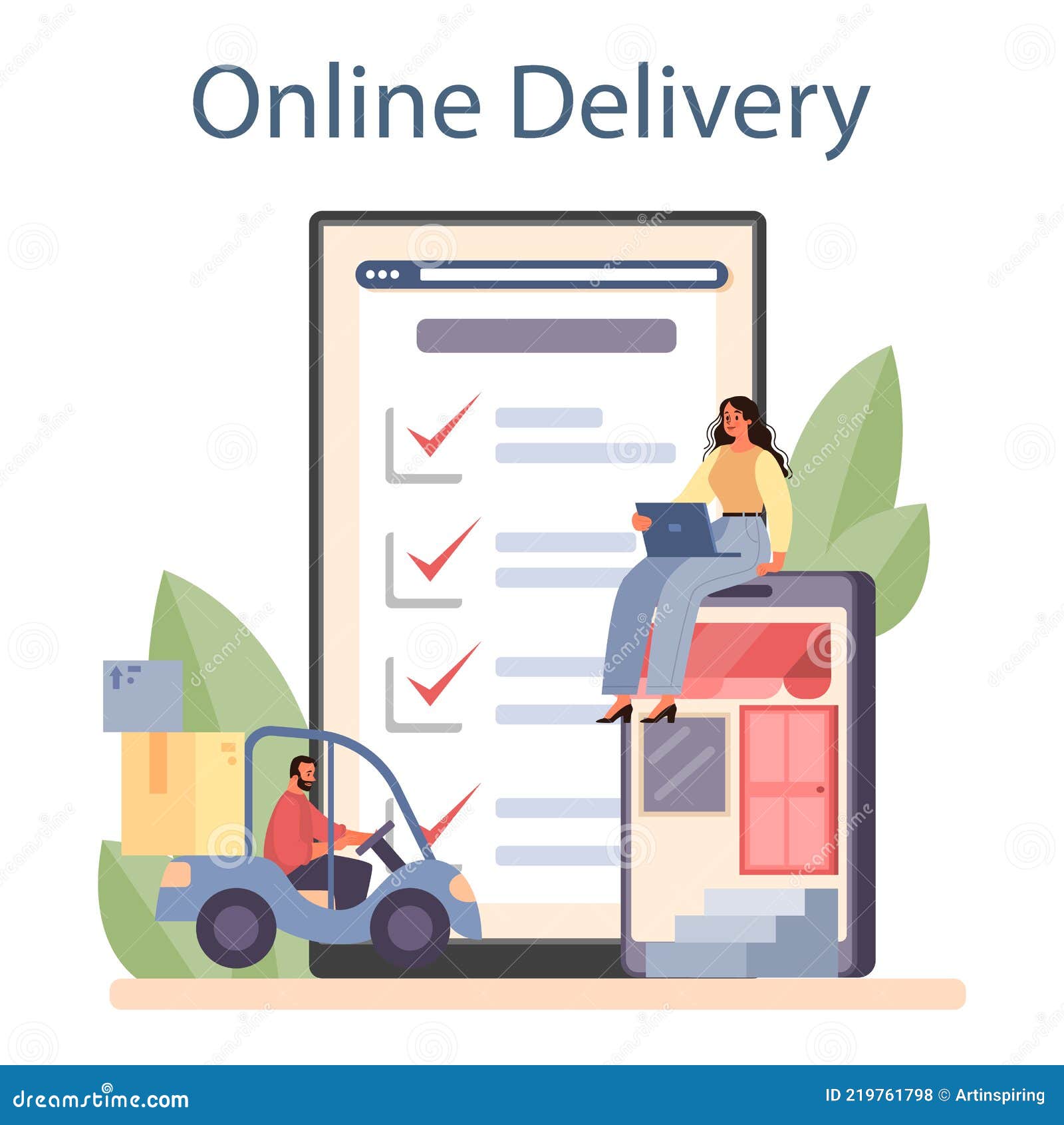 Freight Forwarder Online Service Or Platform. Loader In Uniform ...