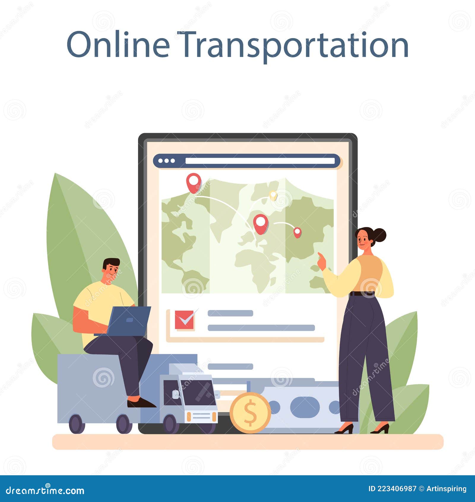 Forwarder Online Service Or Platform. Transportation Service Cartoon ...