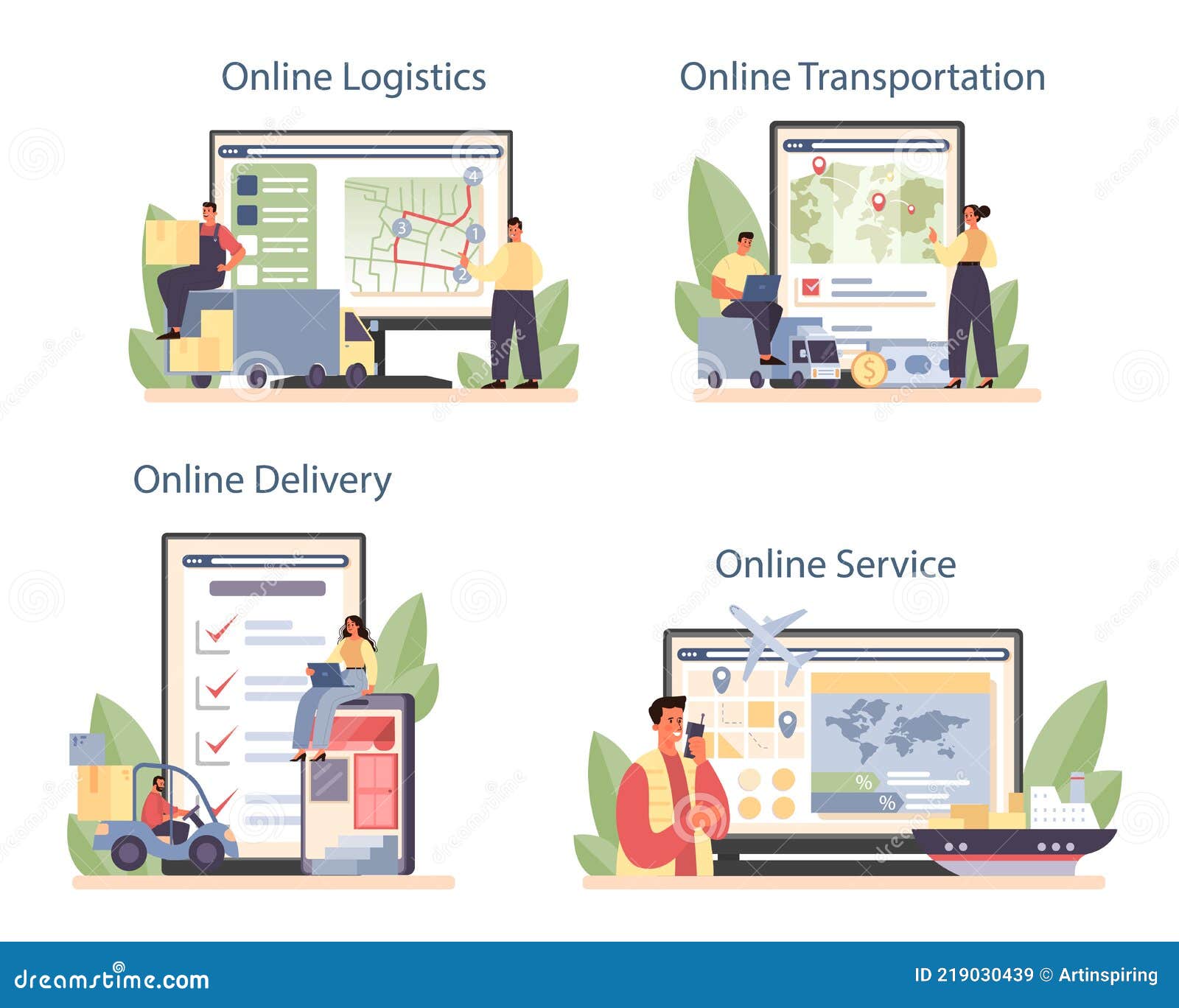 Freight Forwarder Online Service or Platform Set. Loader in Uniform ...