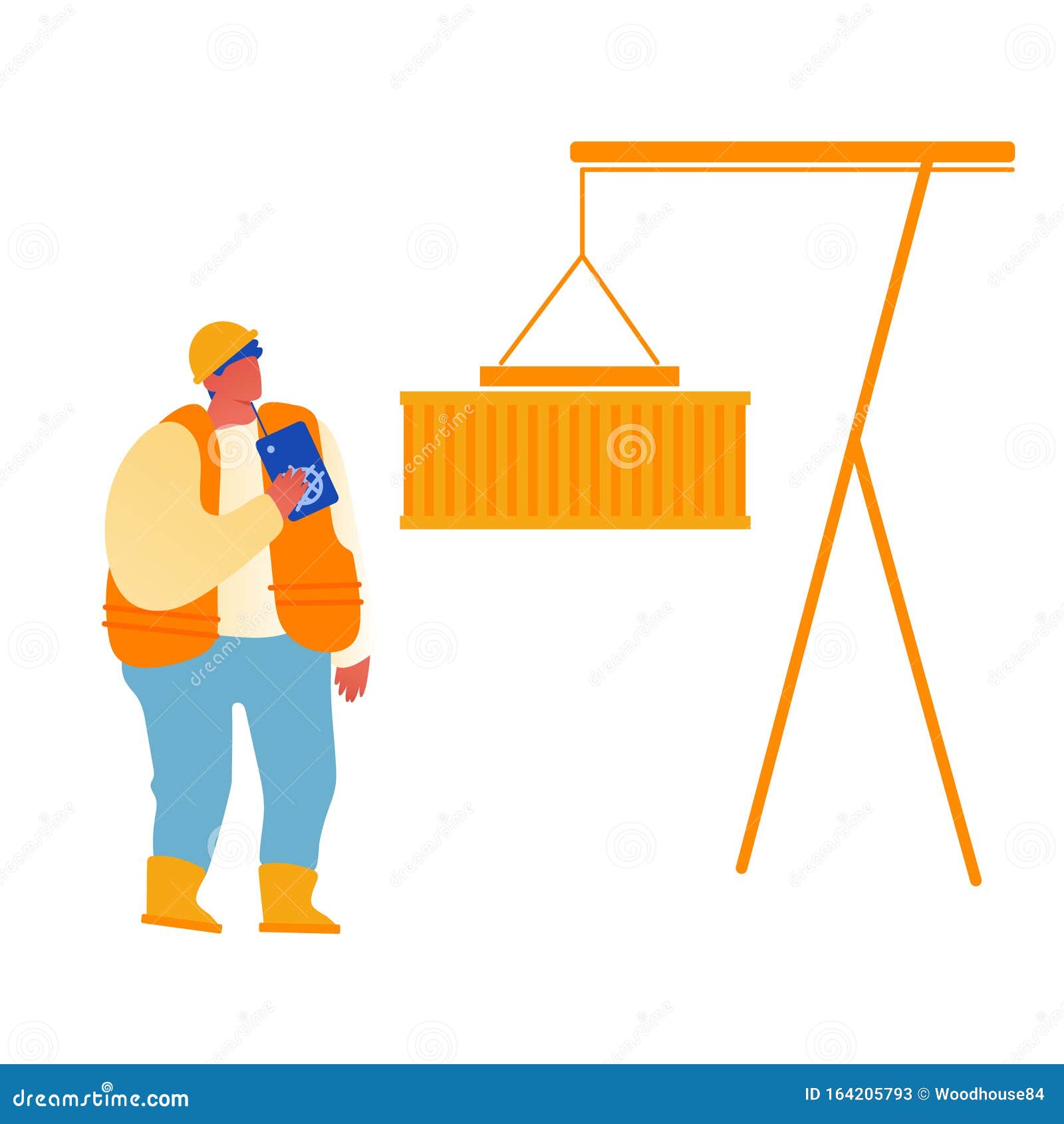 Freight Forwarder Concept. Loader In Uniform Delivering A Cargo ...