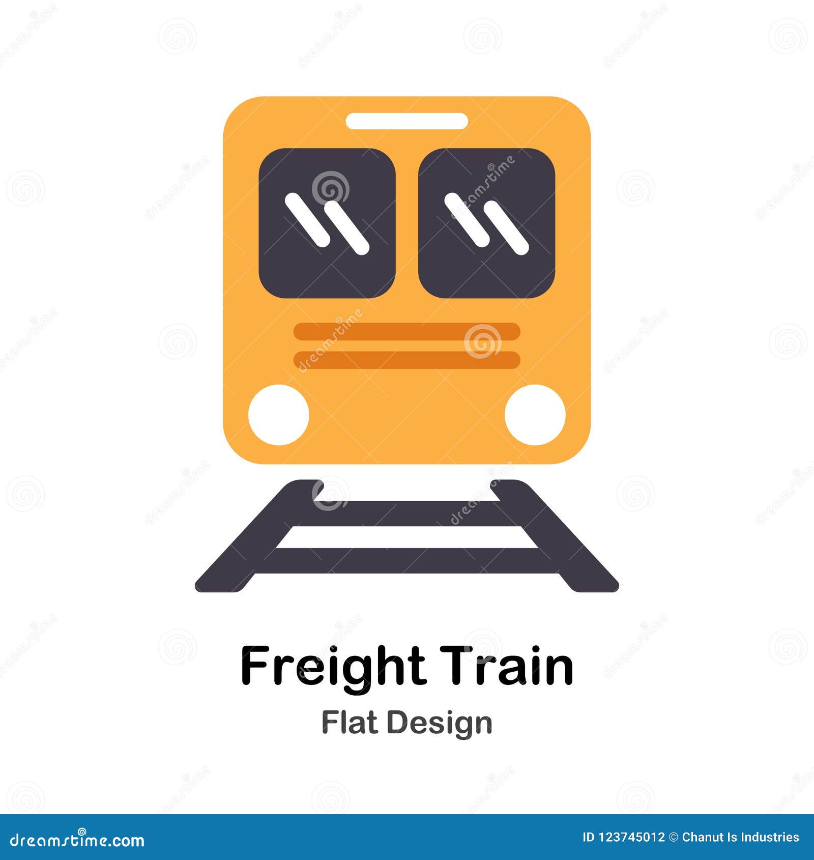 Freight Train Flat Icon stock vector. Illustration of railroad - 123745012