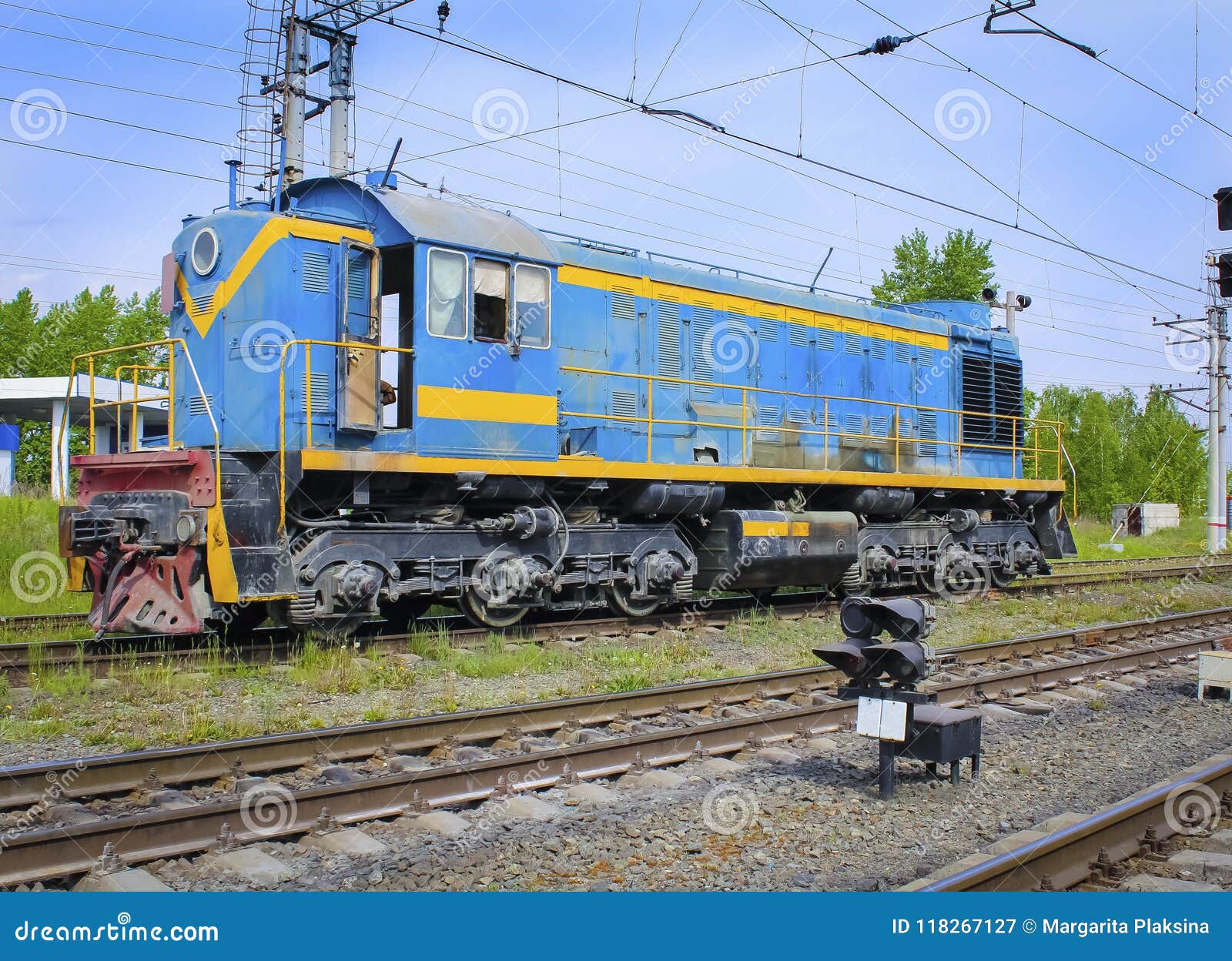 Freight Locomotive on the Rails Stock Image - Image of destination ...