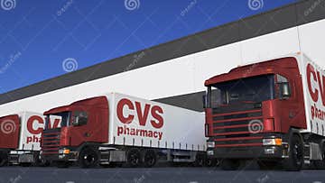 Freight Semi Trucks with CVS Health Logo Loading or Unloading at ...
