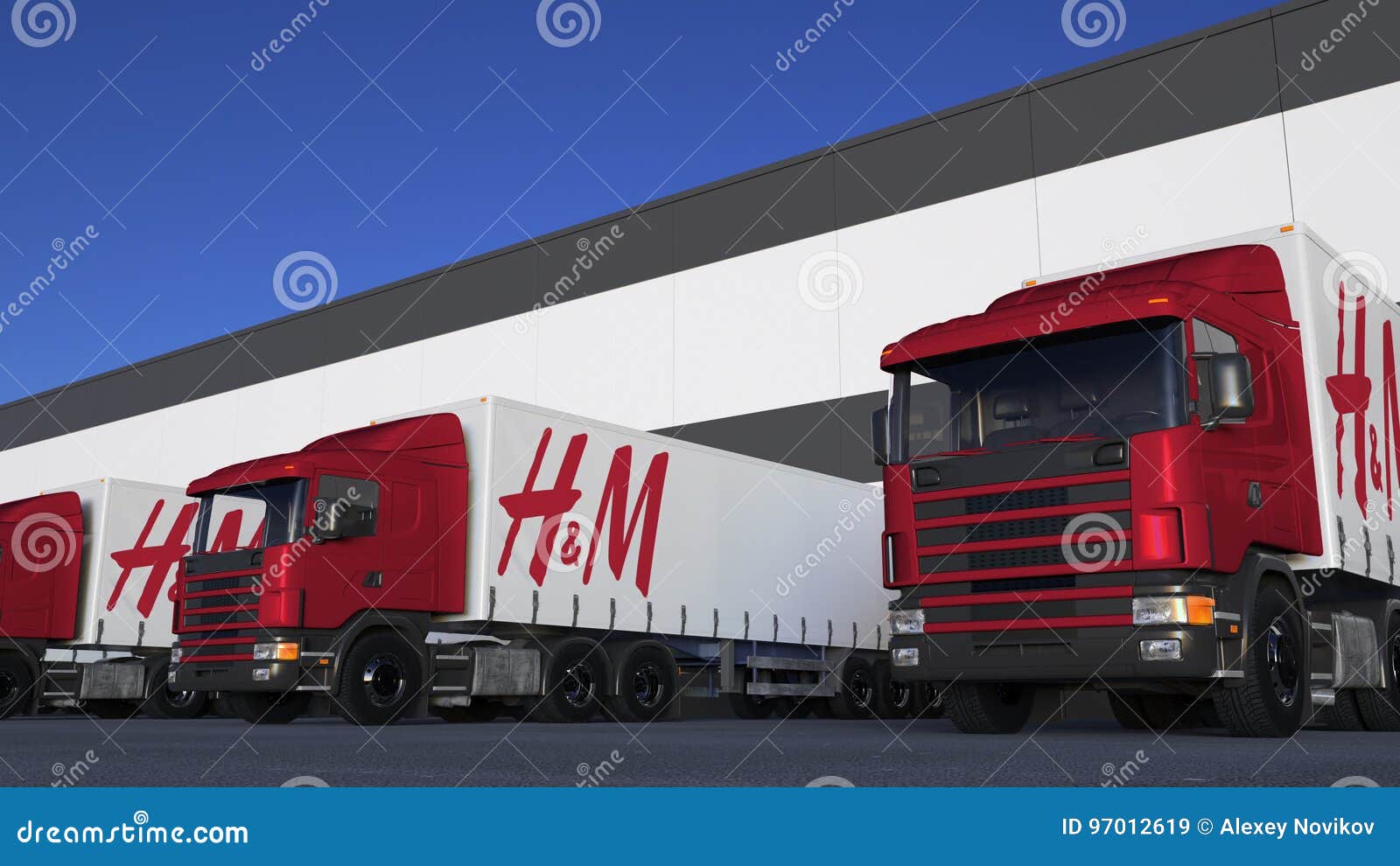 Freight Semi Trucks With Nissan Logo Loading Or Unloading At Warehouse Dock. Editorial 3D ...