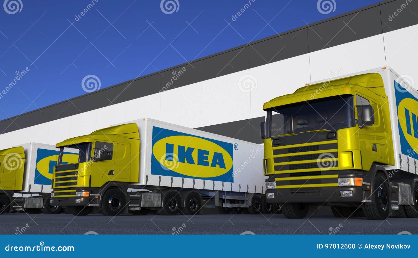 Freight Semi Trucks with Ikea Logo Loading or Unloading at Warehouse ...
