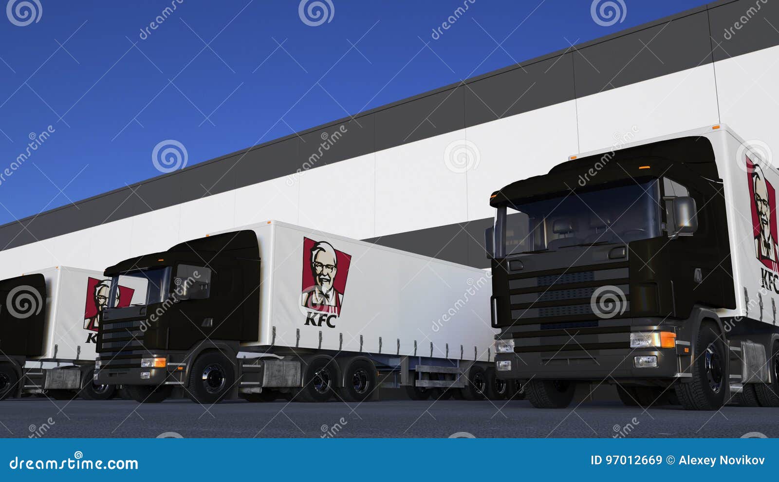 Freight Semi Trucks with Kentucky Fried Chicken KFC Logo Loading or ...