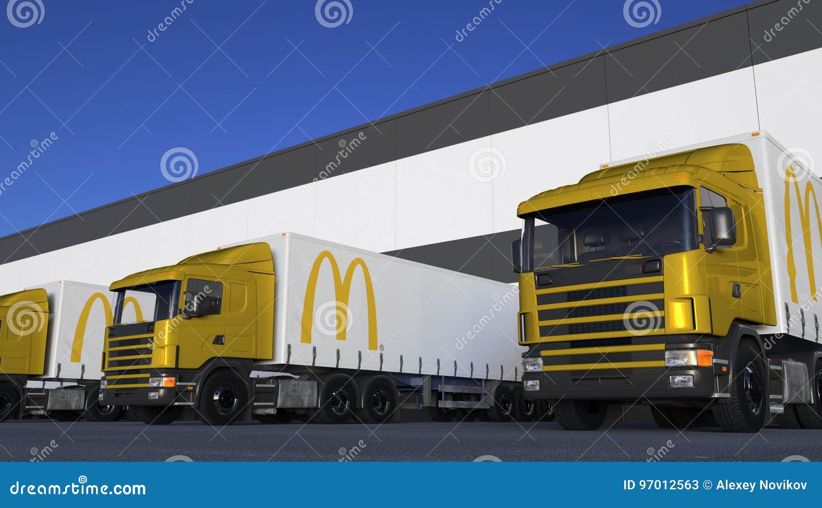 Freight Semi Trucks with McDonald`s Logo Loading or Unloading at ...