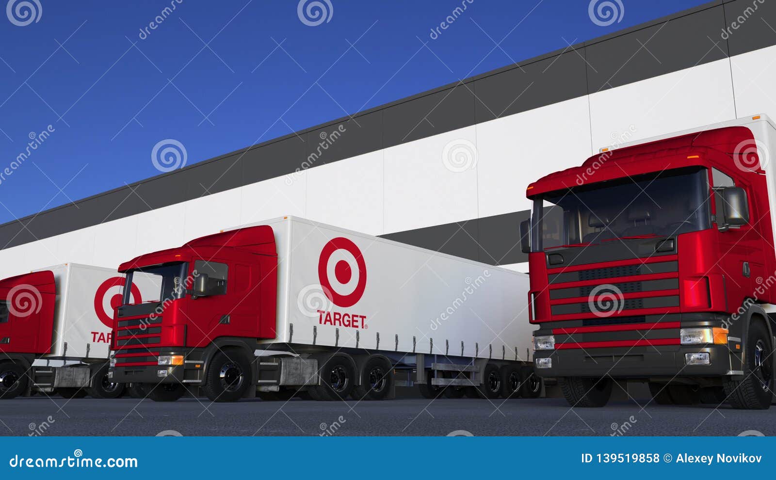 Freight Semi Trucks with Target Corporation Logo Loading or Unloading ...